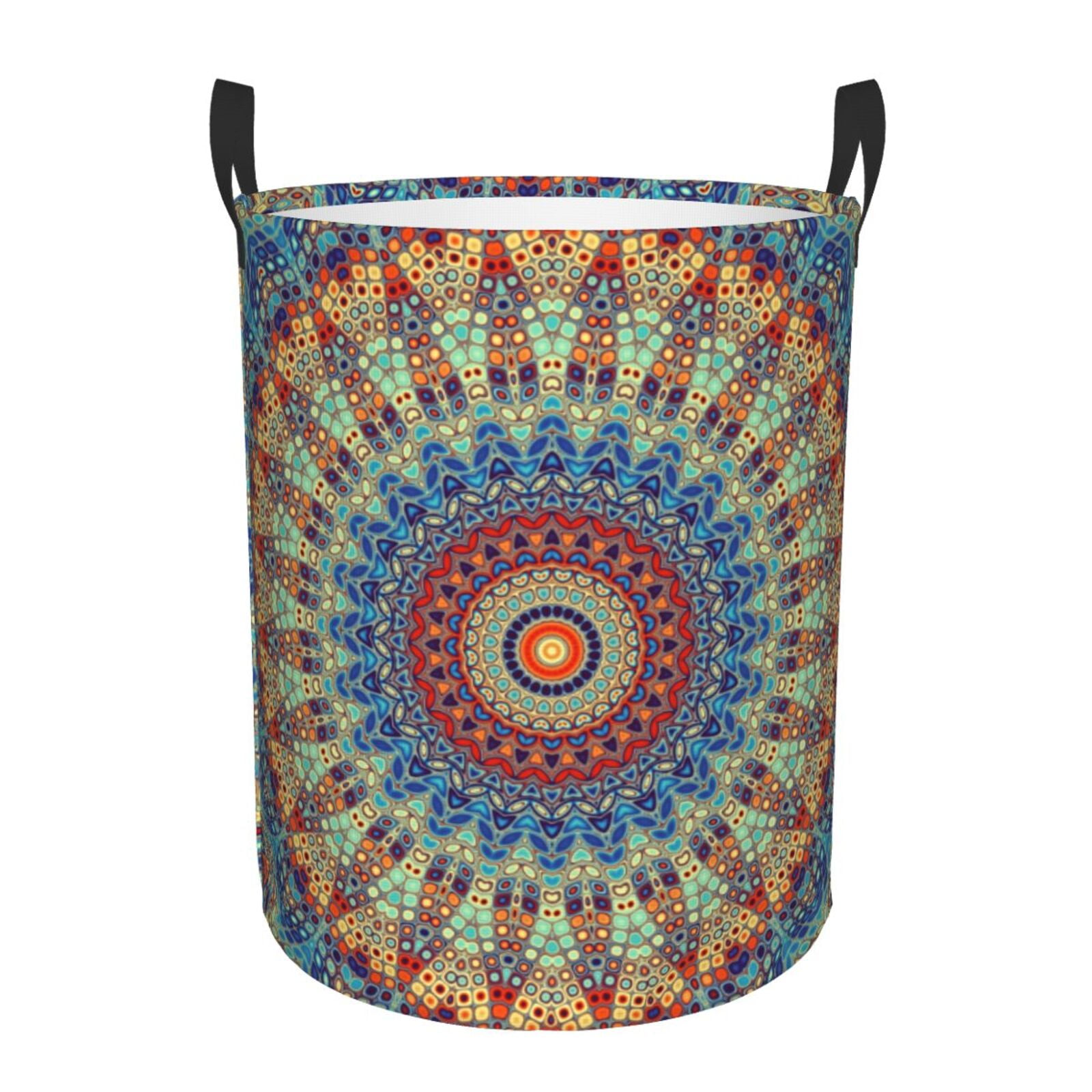 Bingfone Round Mandala Waterproof Foldable Laundry Hamper Bucket With ...