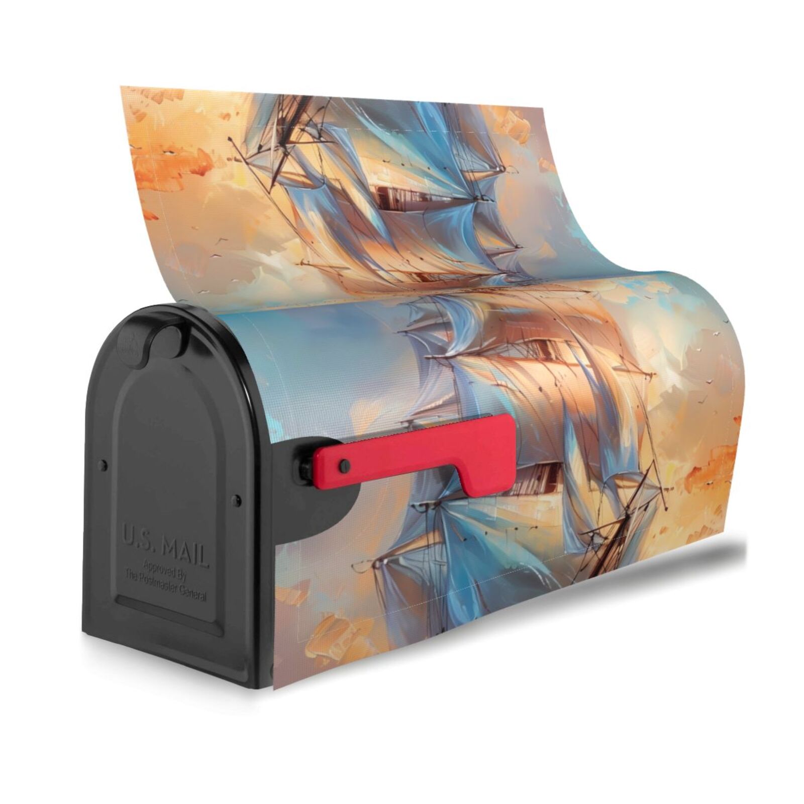Bingfone Sailing Ship Ocean Sunset Magnetic Mailbox Cover Standard Size ...