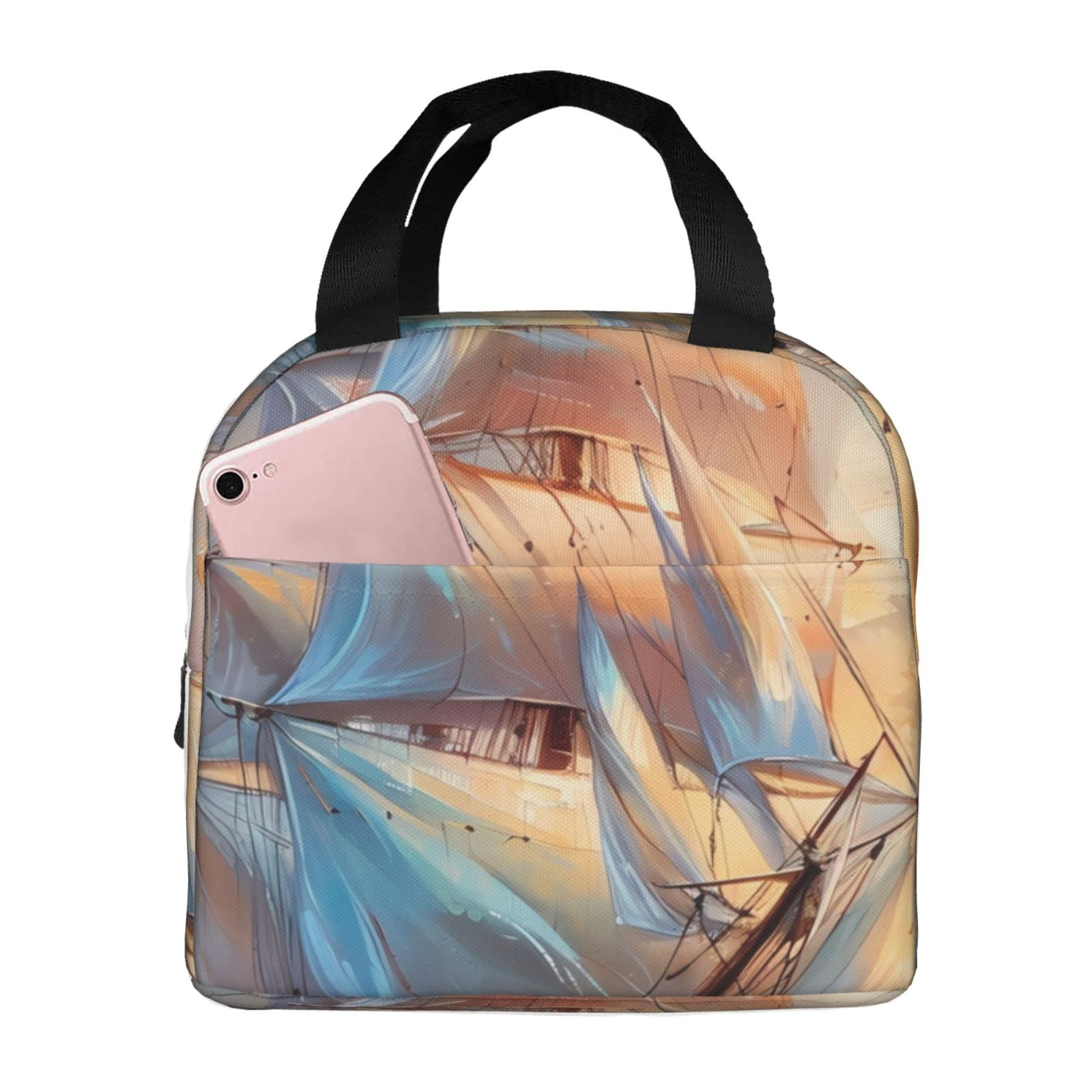 Bingfone Sailing Ship Ocean Sunset Print Lunch Bag Insulated Lunch Box ...