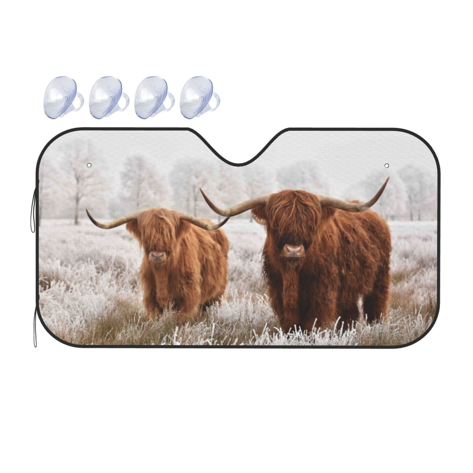 Bingfone Scottish Highland Cow Car Windshield Sunshade,Sun Foldable Sun ...