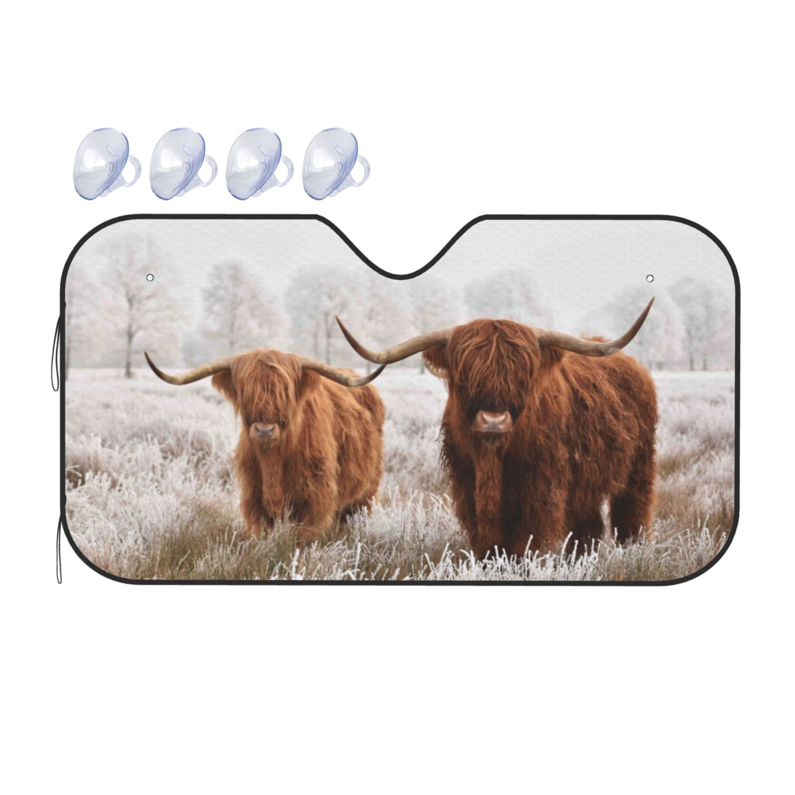 Bingfone Scottish Highland Cow Car Windshield Sunshade,Sun Foldable Sun ...
