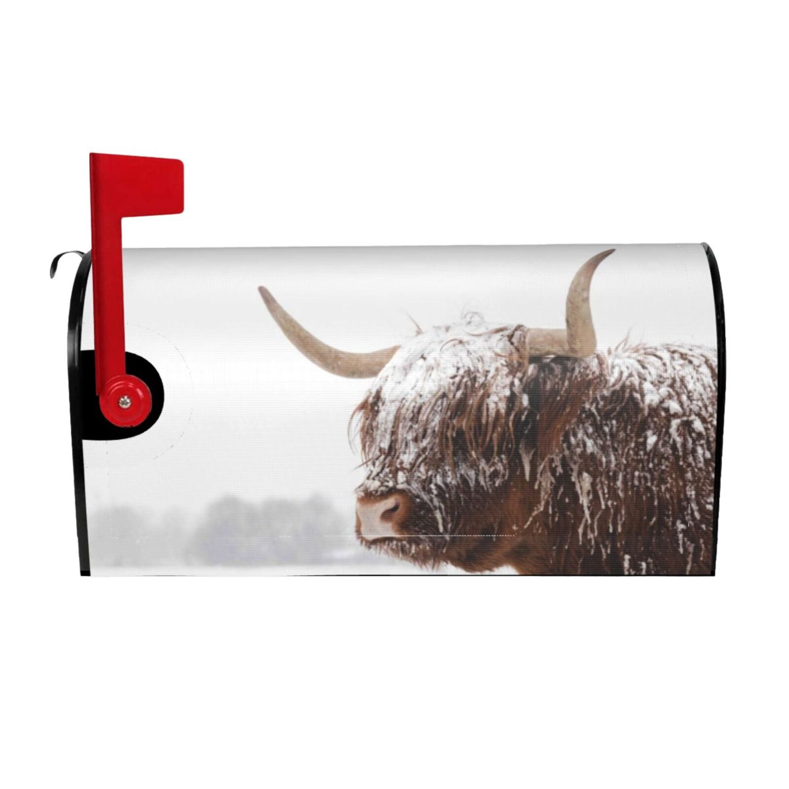 Bingfone Scottish Highland Cow In The Snow Magnetic Mailbox Cover ...