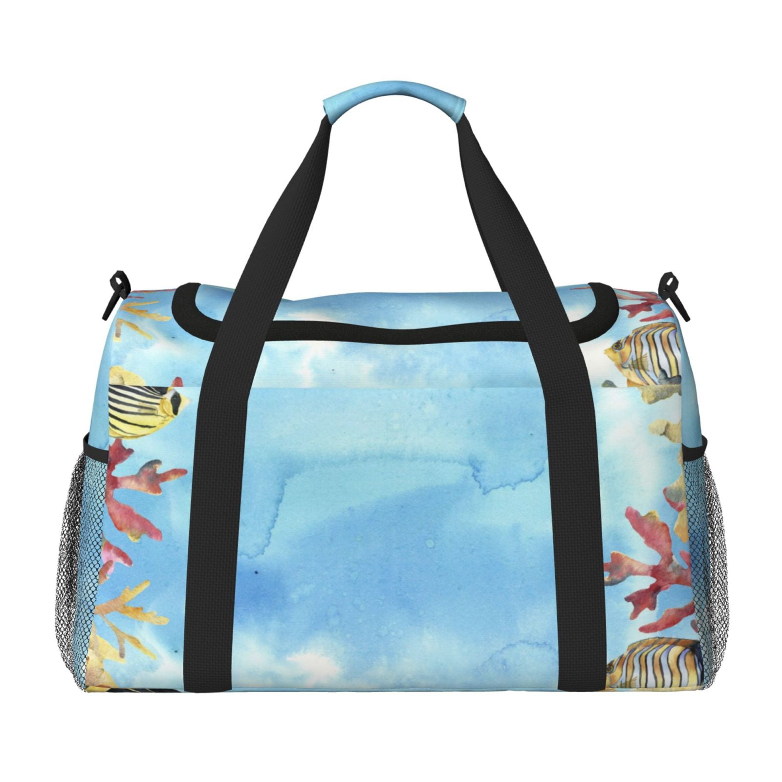 Bingfone Sea and Fish Print Travel Duffel Tote Bag,Waterproof Shoulder ...