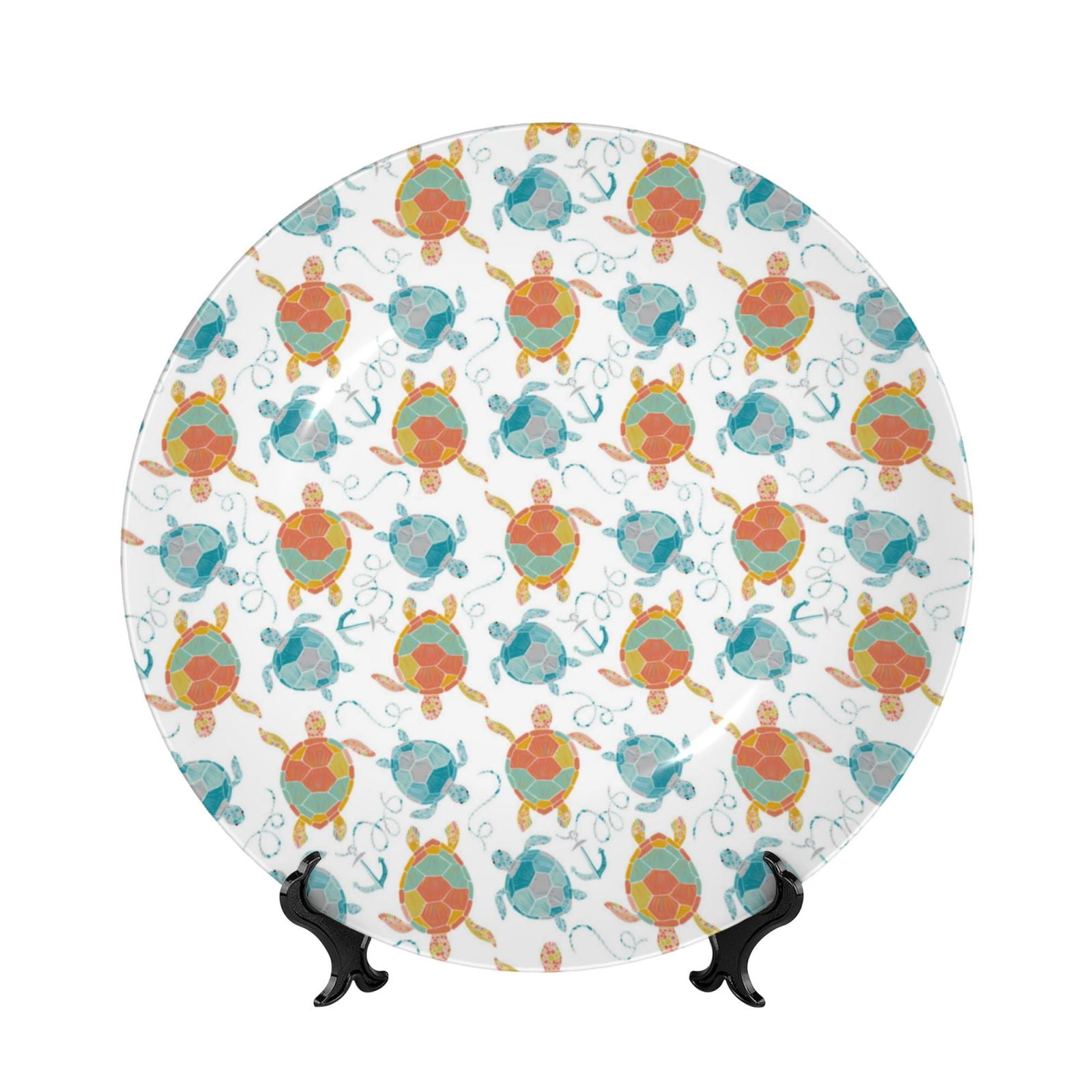 Bingfone Sea Turtle Print Bone China Dinner Decorative Plates,Handmade ...