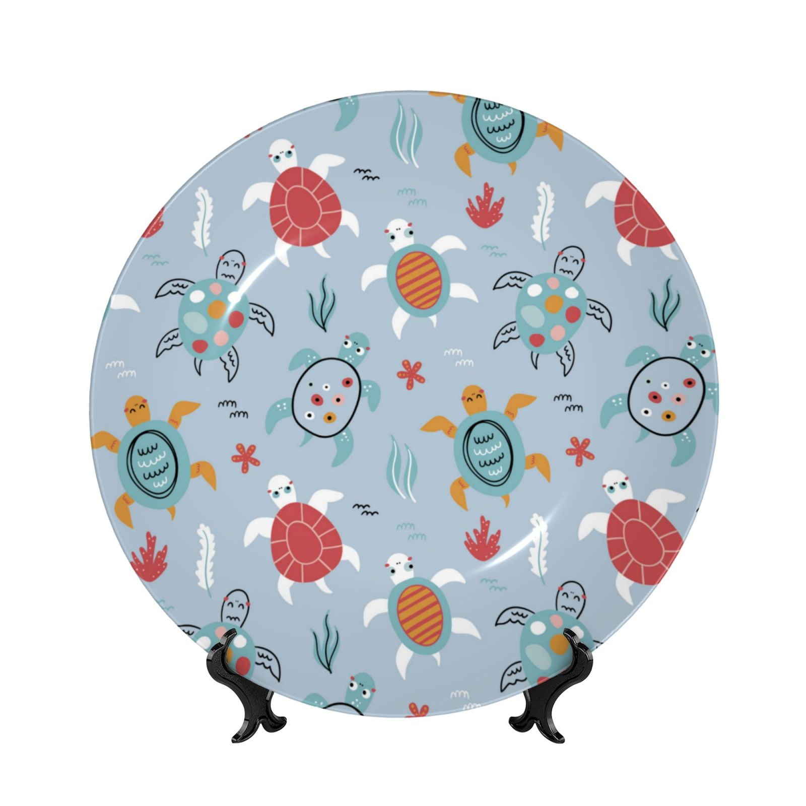 Bingfone Sea Turtle Print Bone China Dinner Decorative Plates,Handmade ...