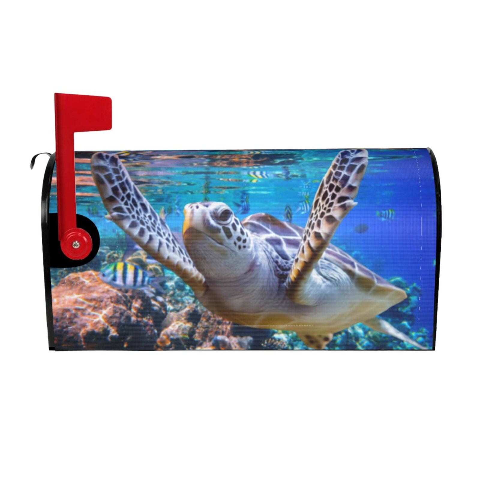 Bingfone Sea Turtle Swims Magnetic Mailbox Cover Standard Size For ...