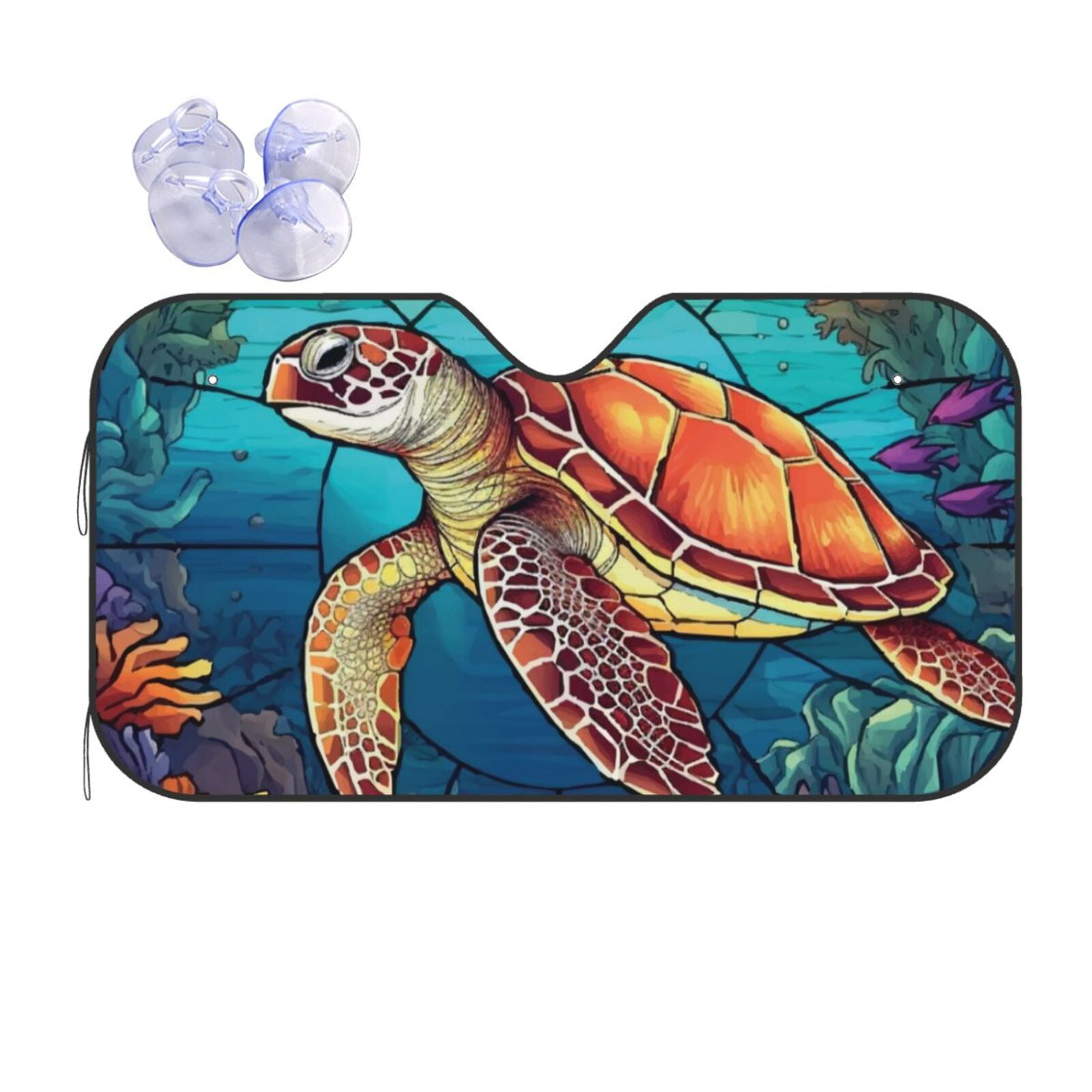 Bingfone Sea Turtle in Coral Car Windshield Sun Shade Protector Keep ...