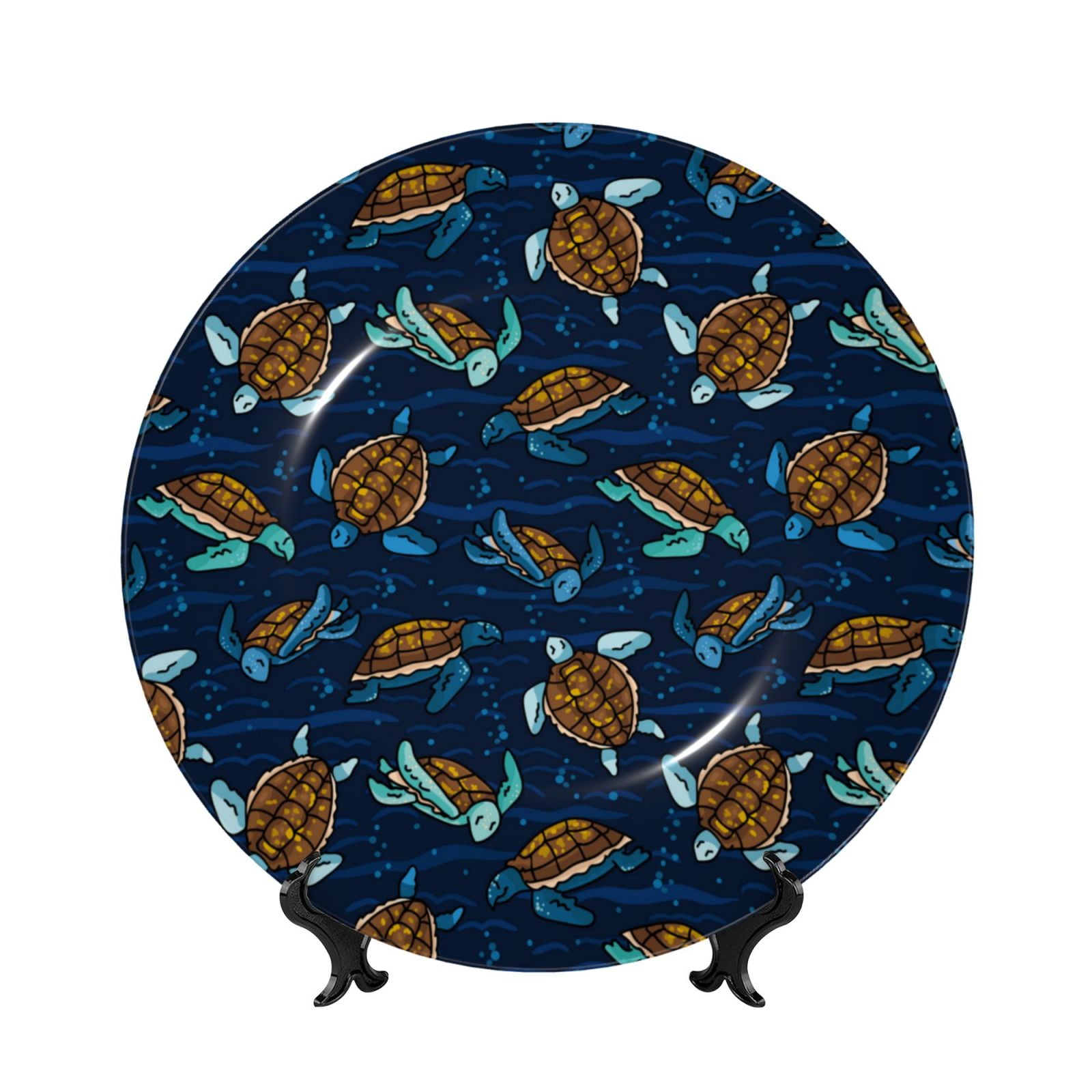 Bingfone Sea Turtles Swimming Print Bone China Dinner Decorative Plates ...