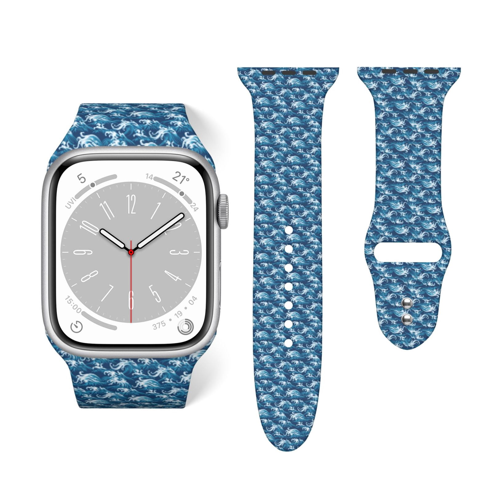 Bingfone Sea Water Wave Print Compatible with Apple Watch Band,Silicone ...