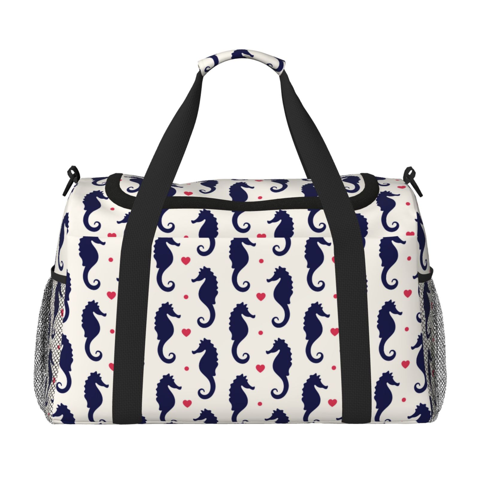 Bingfone Seahorses and Hearts Print Travel Duffel Tote Bag,Waterproof ...