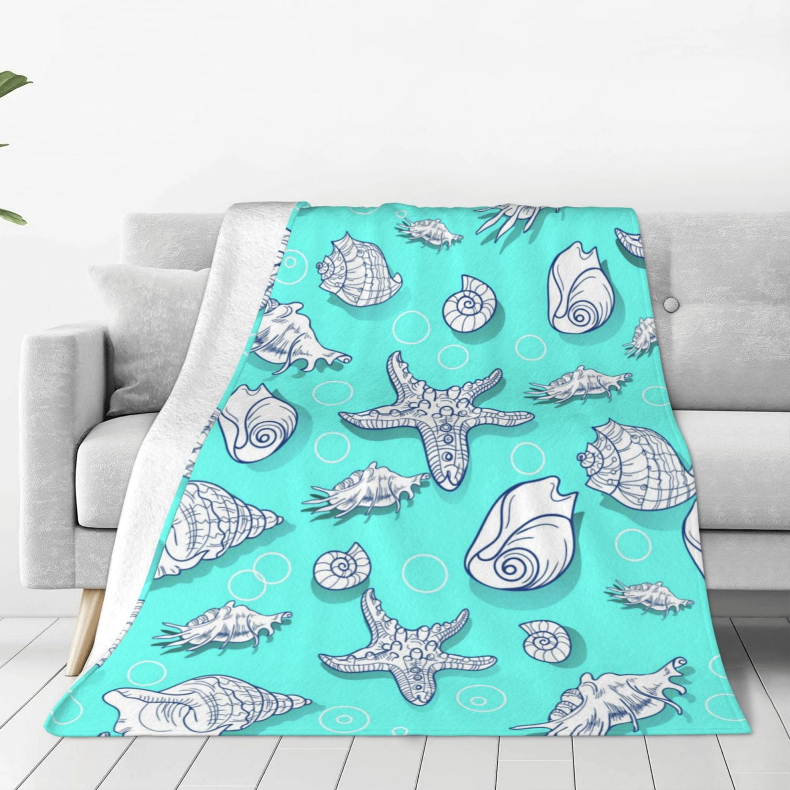 Bingfone Seashell And Starfish Print Flannel Fleece Blanket Throw ...