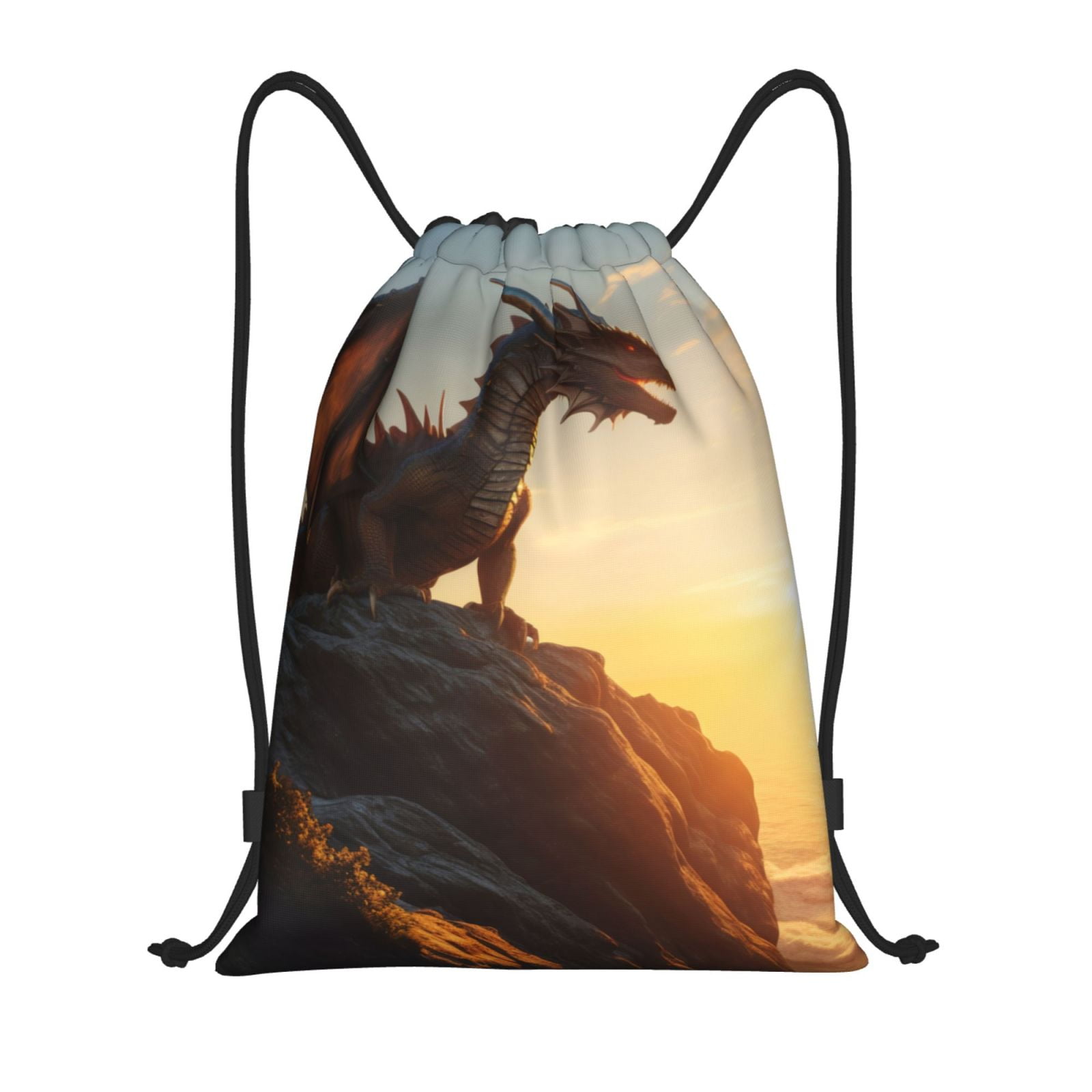 Bingfone Seaside Sunset Cool Dragon Drawstrings Backpacks Bags for Men ...