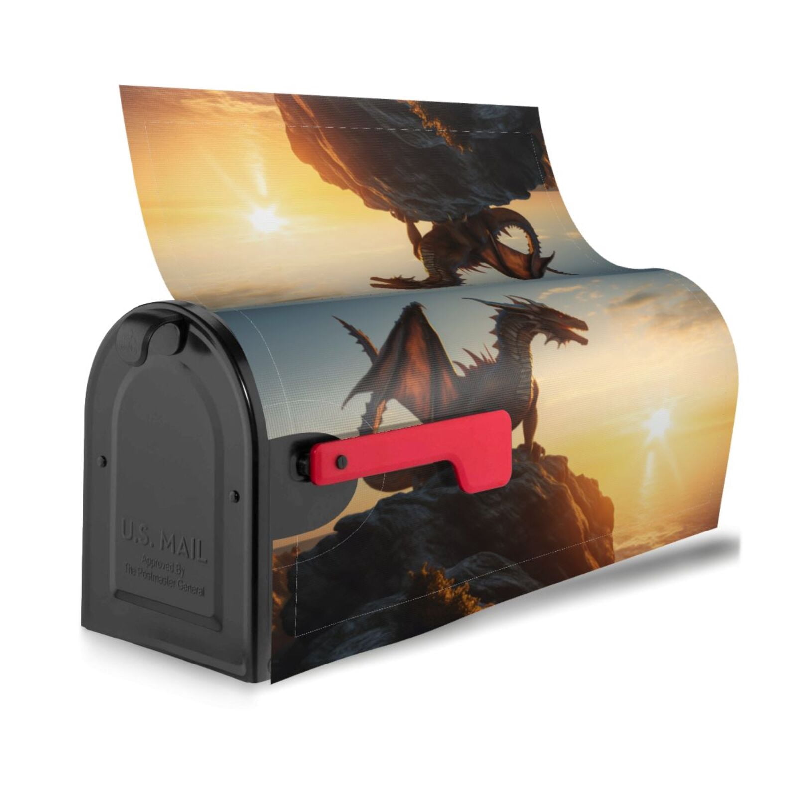 Bingfone Seaside Sunset Cool Dragon Magnetic Mailbox Cover Standard ...