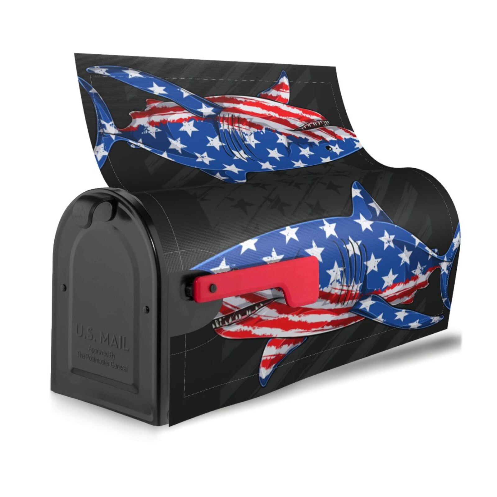 Bingfone Shark With USA Flag Magnetic Mailbox Cover Standard Size for ...