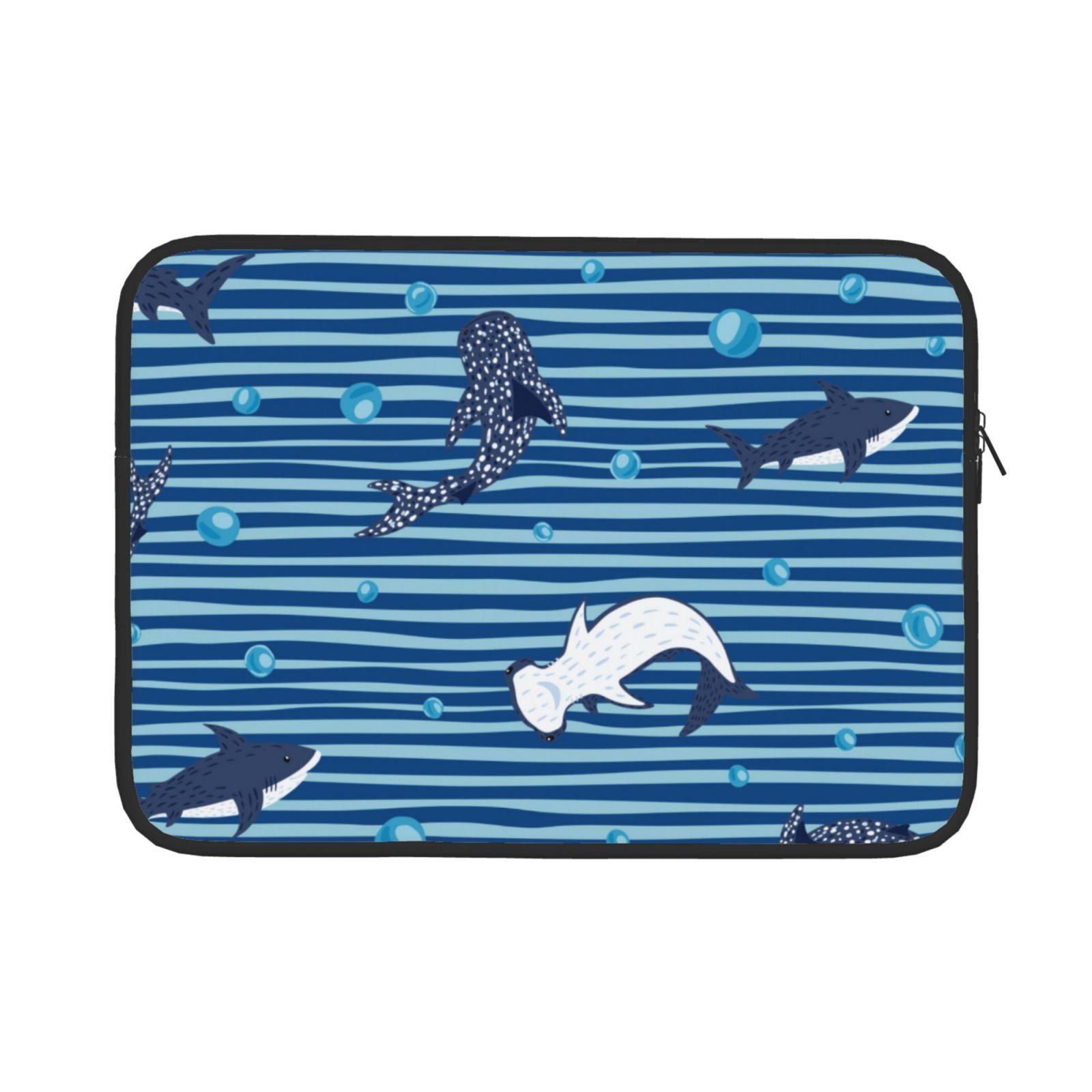 Bingfone Sharks On White Blue Striped Laptop Sleeve Case 13 Inch, 360 ...