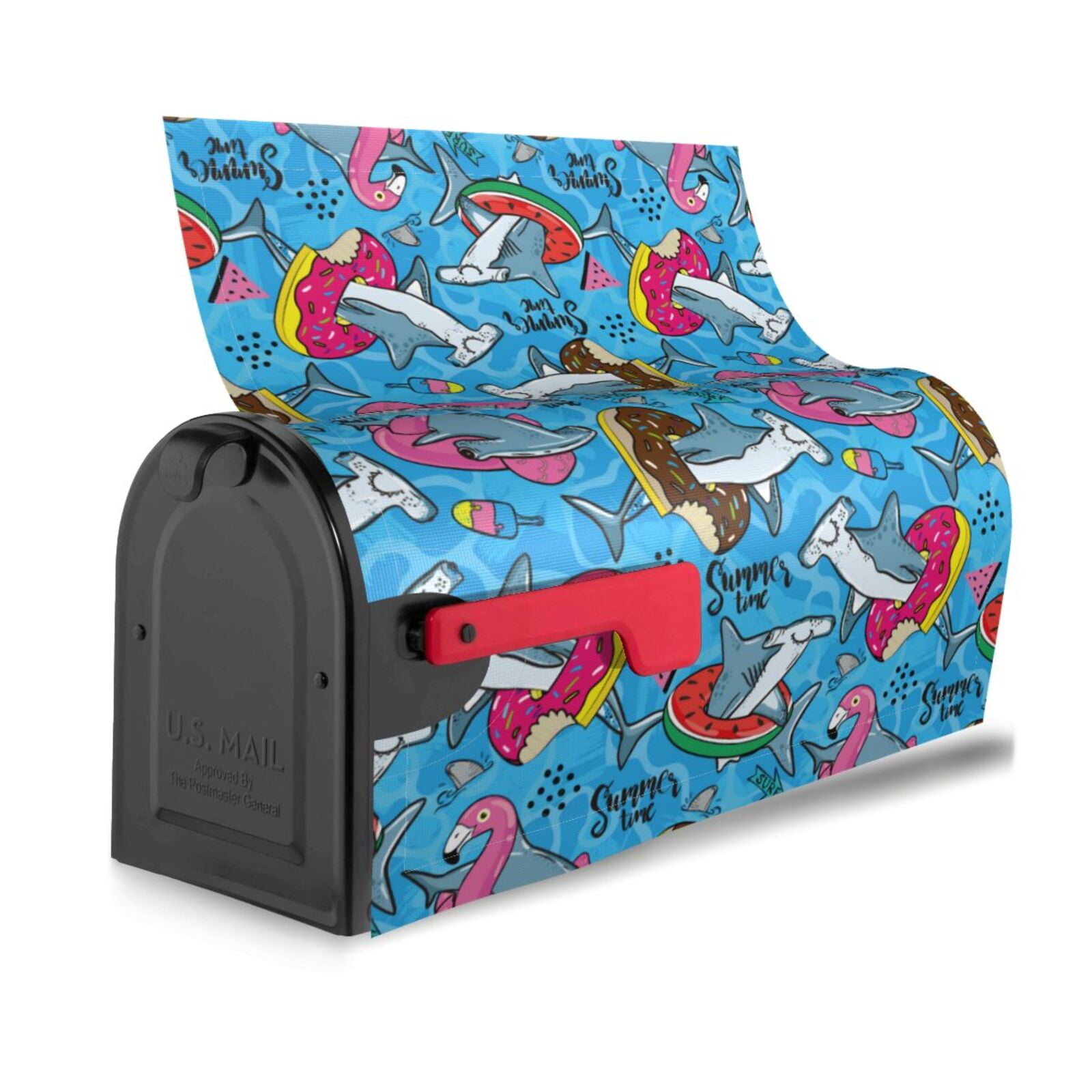 Bingfone Sharks Summer Magnetic Mailbox Cover Standard Size for Garden ...