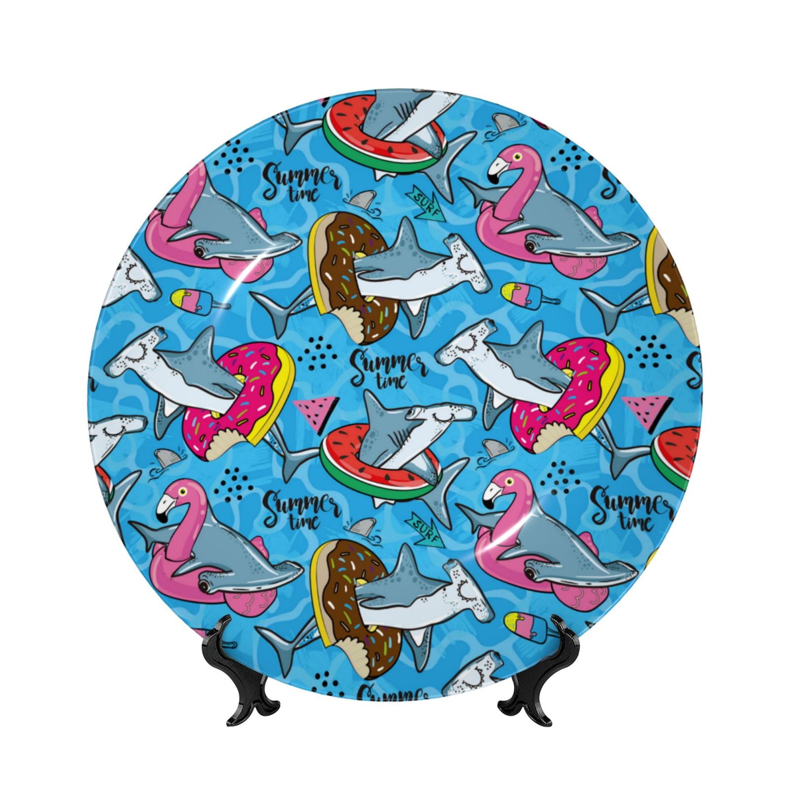 Bingfone Sharks Summer Print Bone China Dinner Decorative Plates ...