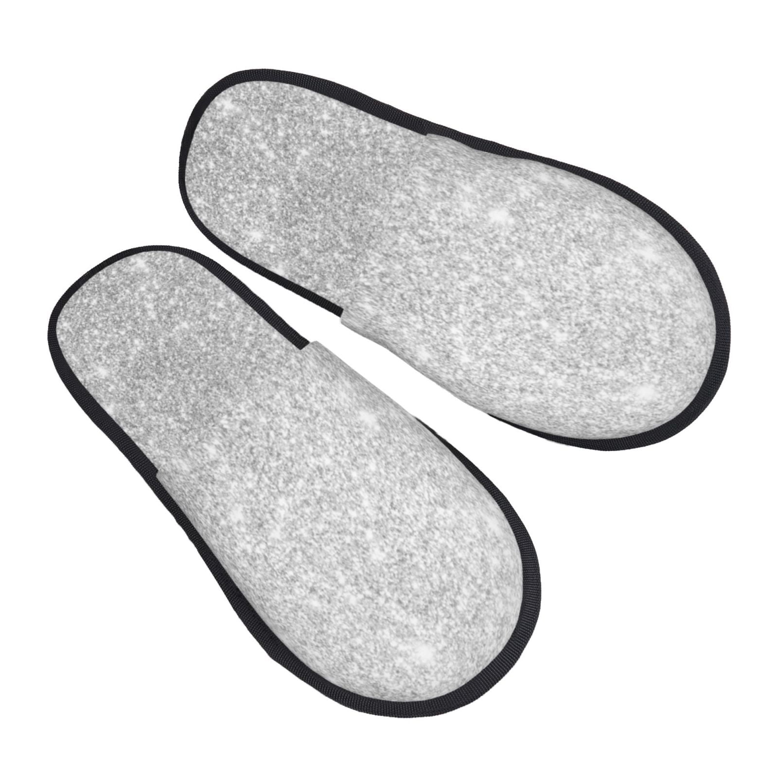 Bingfone Silver Glitter House Slippers For Women Men With Soft Rubber ...