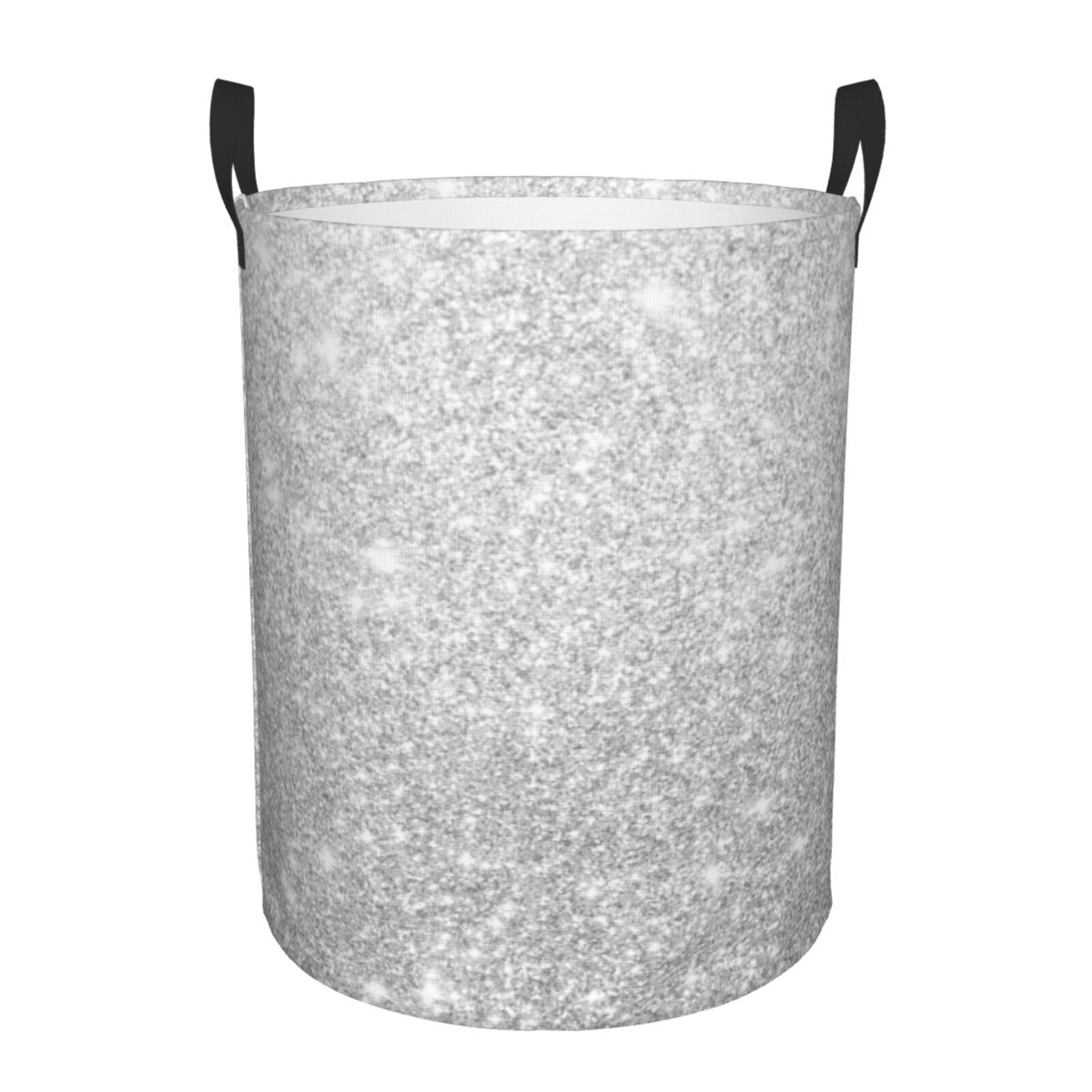 Bingfone Silver Glitter Waterproof Foldable Laundry Hamper Bucket With ...