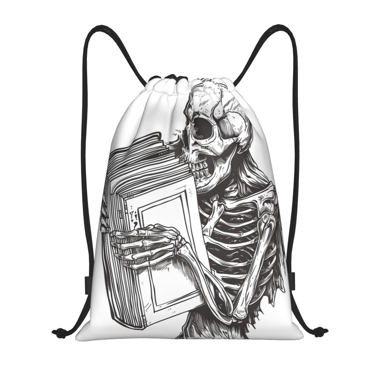 Bingfone Skeleton Book Lover Drawstrings Backpacks Bags for Men Women ...