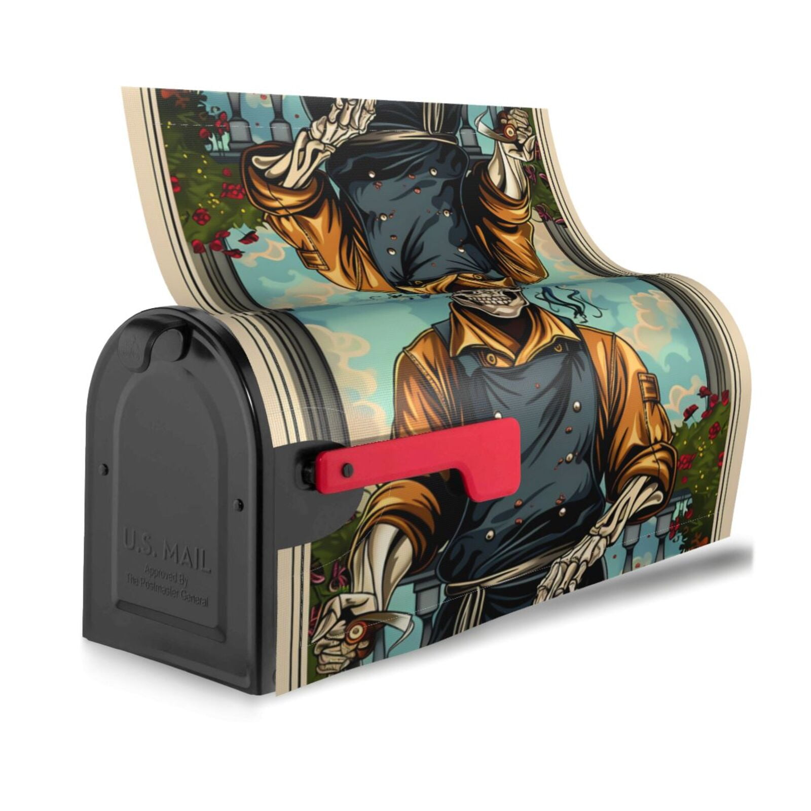 Bingfone Skeleton Chef BBQ Scene Magnetic Mailbox Cover Standard Size ...