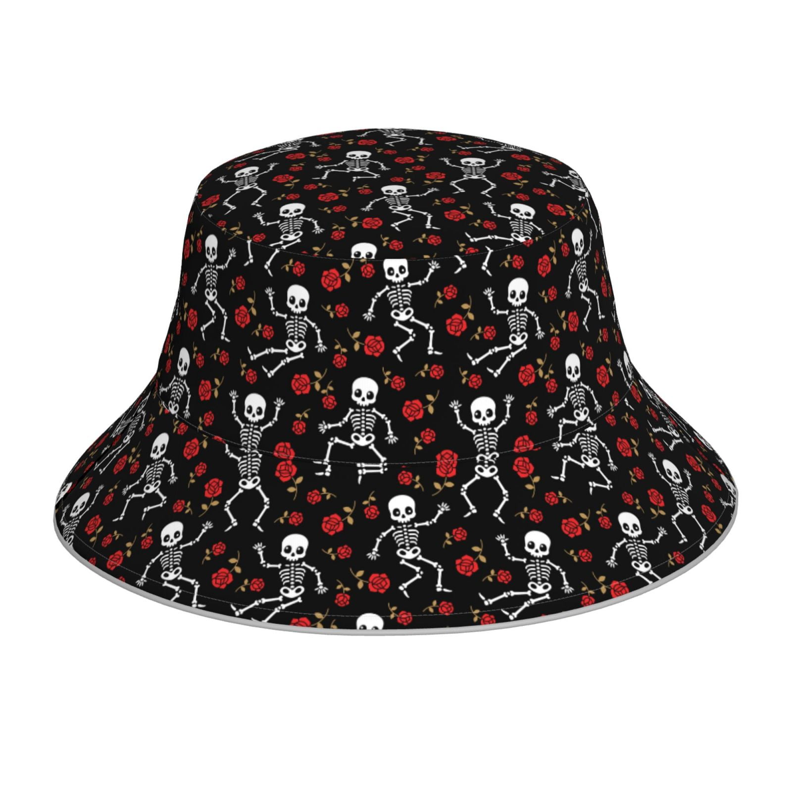 Bingfone Skeleton with Roses Bucket Hat for Men Women,Packable ...