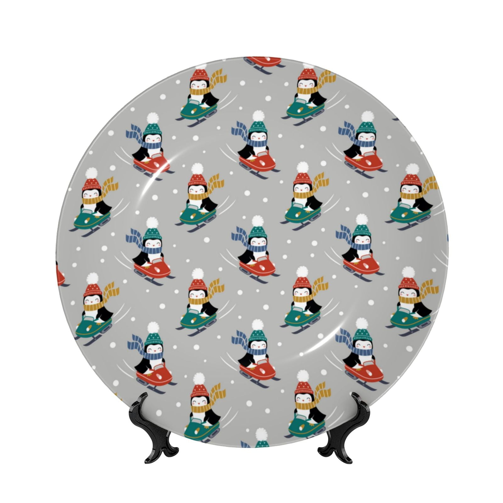 Bingfone Skiing penguin Print Bone China Dinner Decorative Plates ...