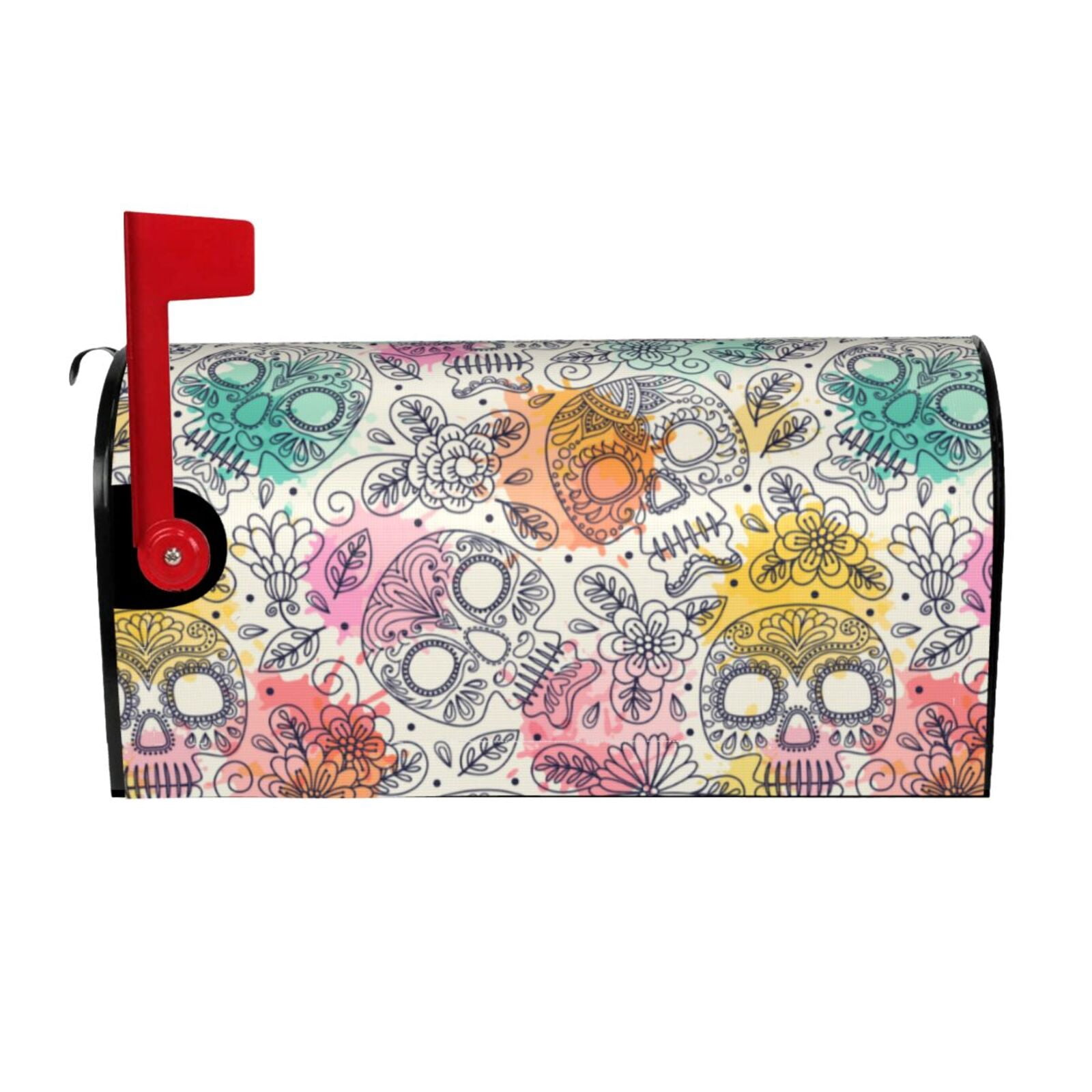 Bingfone Skull And Flowers Magnetic Mailbox Cover Standard Size For ...