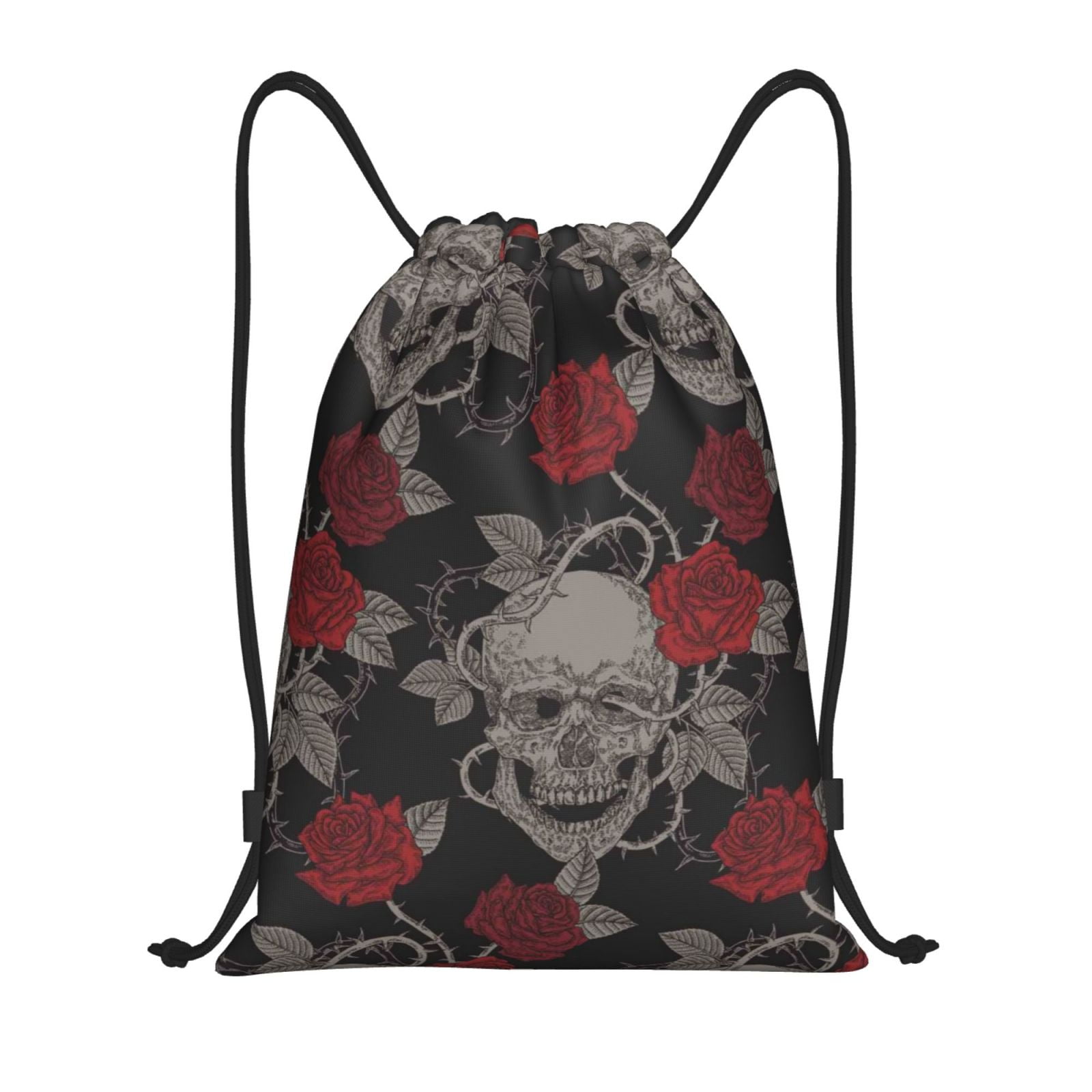 Bingfone Skull And Red Roses Drawstrings Backpacks Bags For Men Women ...