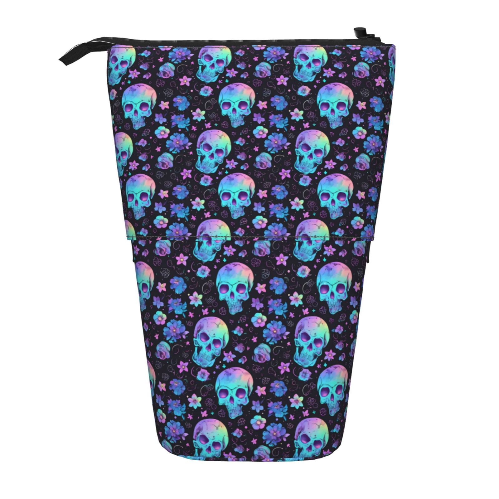 Bingfone Skull Flower Blue Print Telescopic Pencil Bag Pen Holder Pop ...