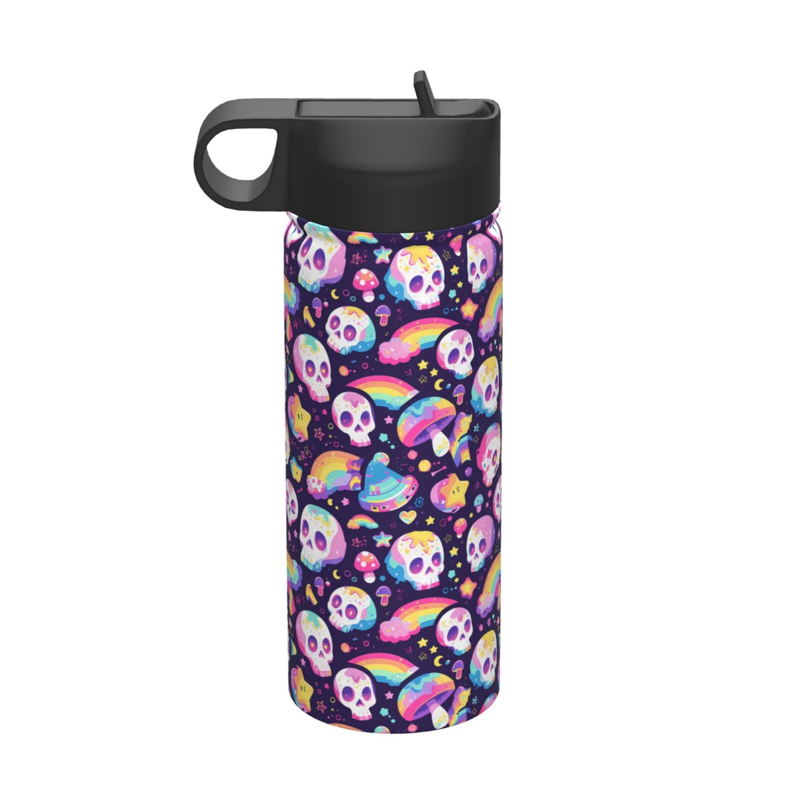Bingfone Skull colorful mushroom rainbow Print 18oz Sports Insulated ...