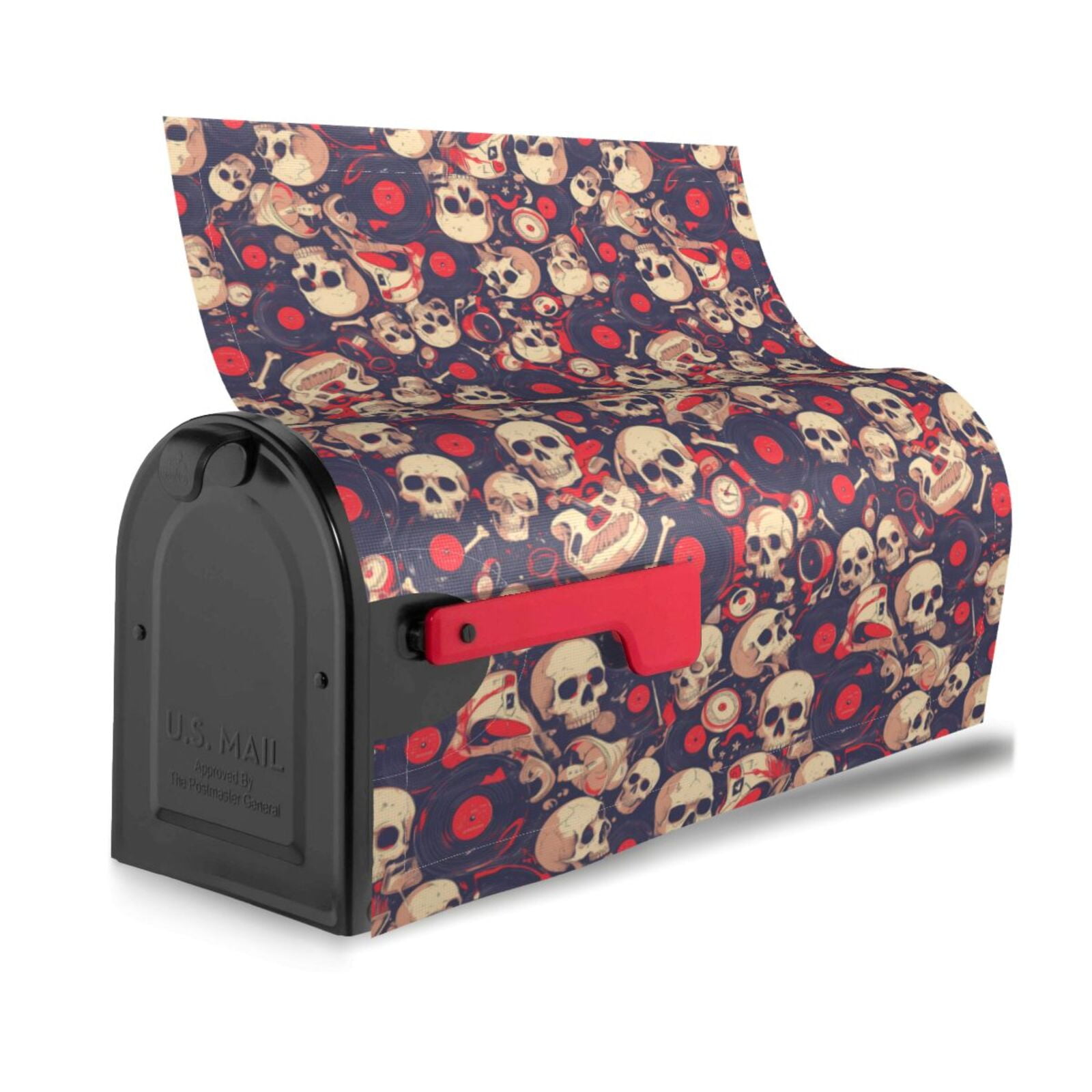 Bingfone Skull rock music record Magnetic Mailbox Cover Standard Size ...