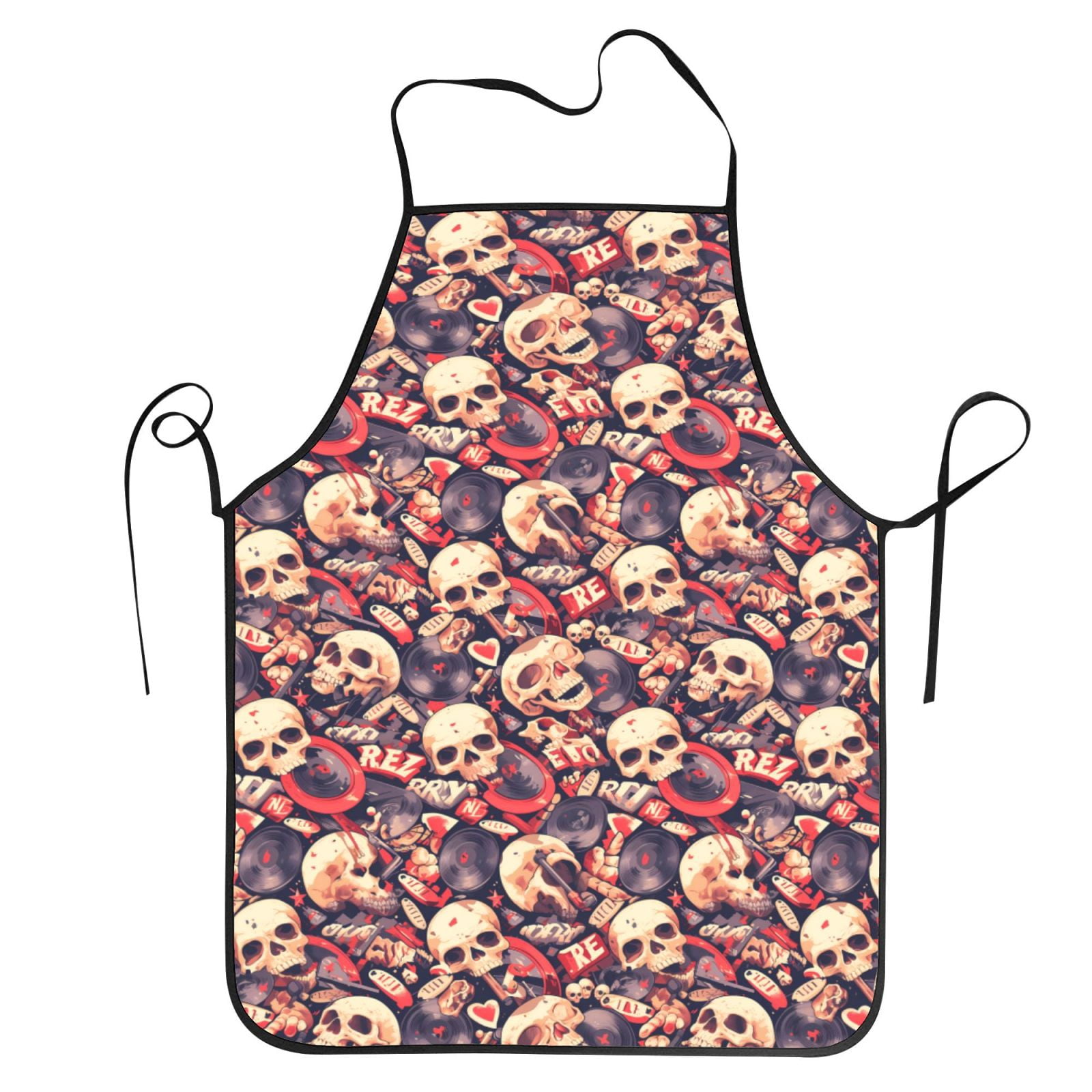 Bingfone Skull rock record artist for Tie-up Apron, Unisex Waterproof ...