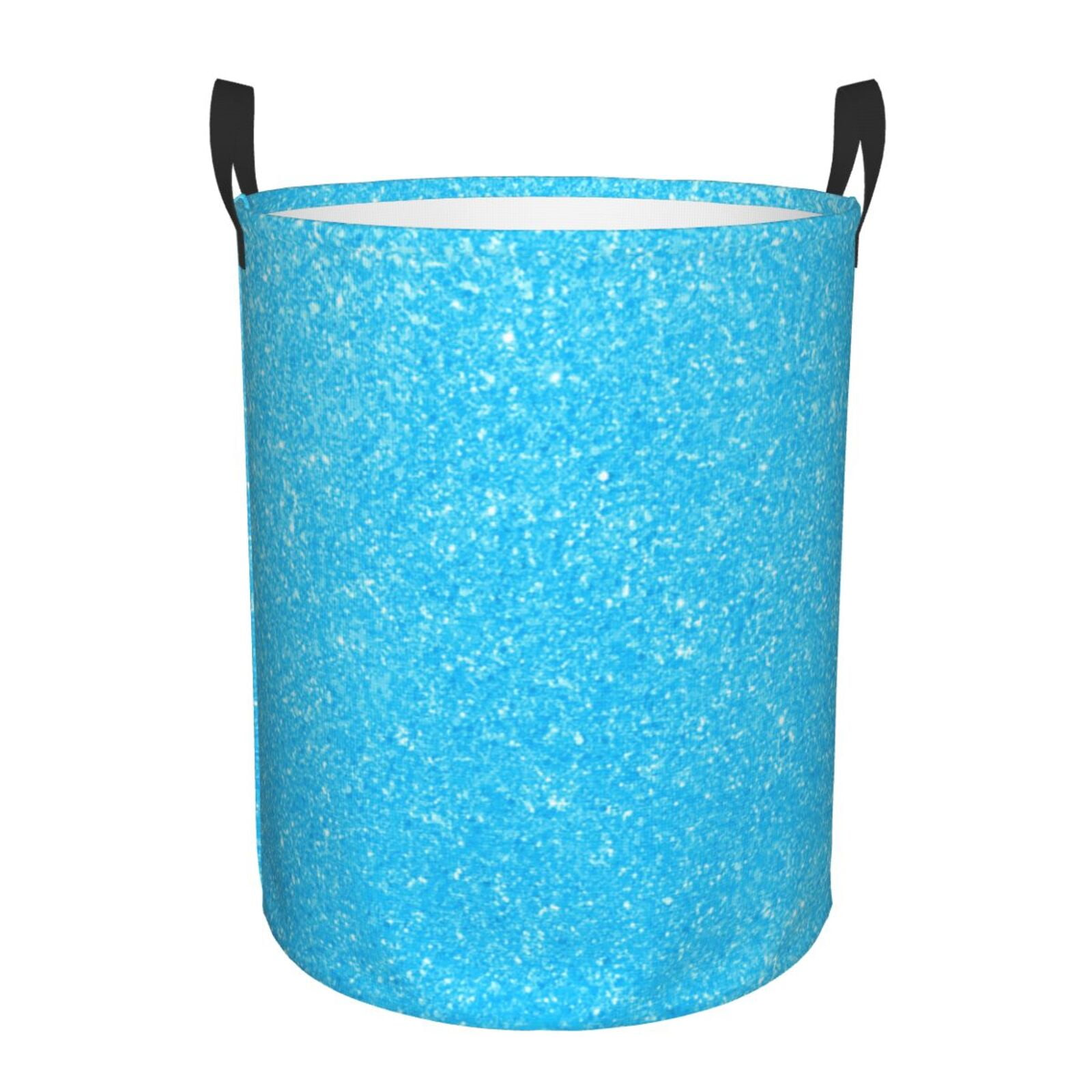 Bingfone Sky Blue Glitter Waterproof Foldable Laundry Hamper Bucket ...