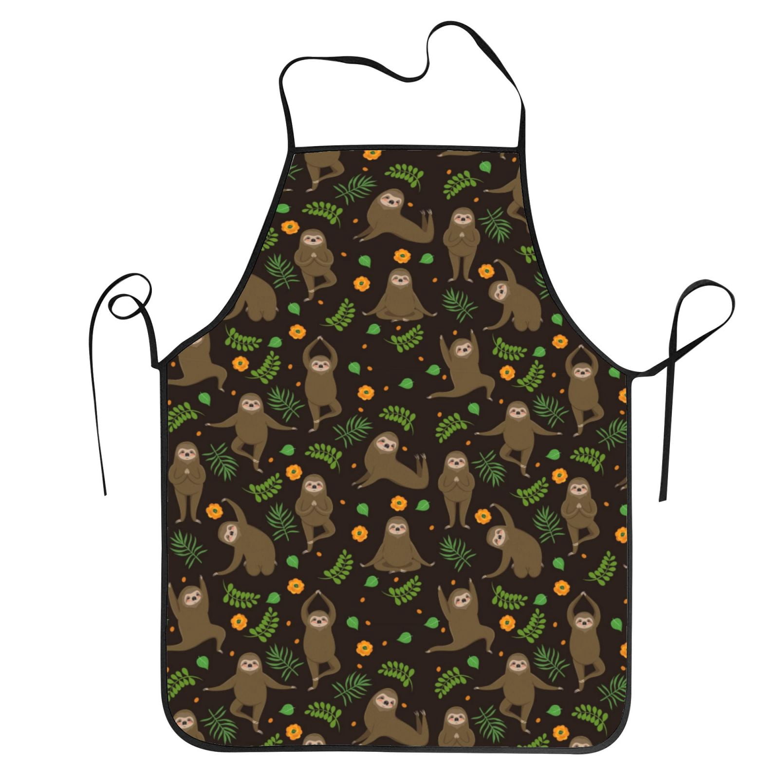Bingfone Sloth Doing Yoga for Tie-up Apron, Unisex Waterproof and Stain ...