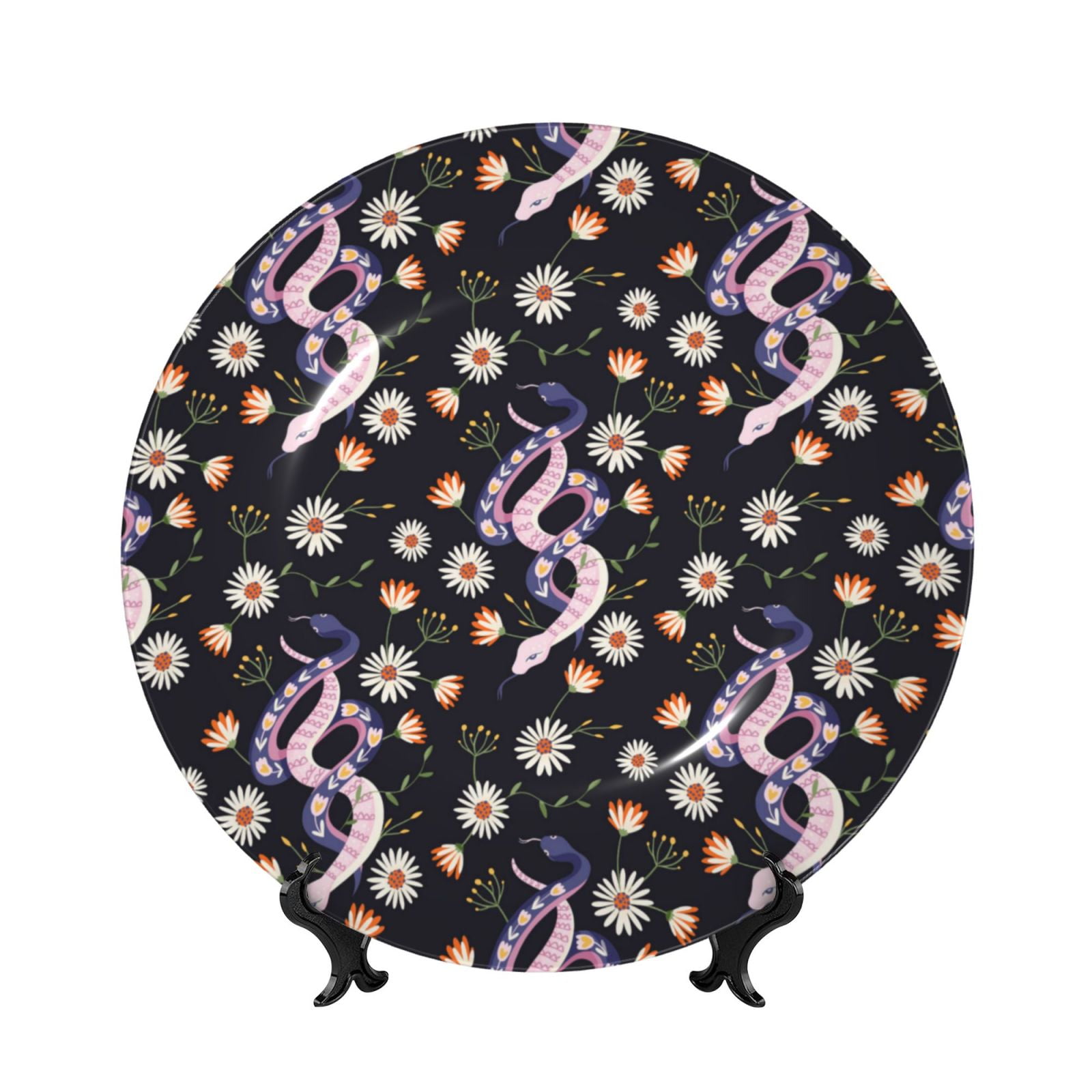 Bingfone Snake And Floral1 Print Bone China Dinner Decorative Plates ...