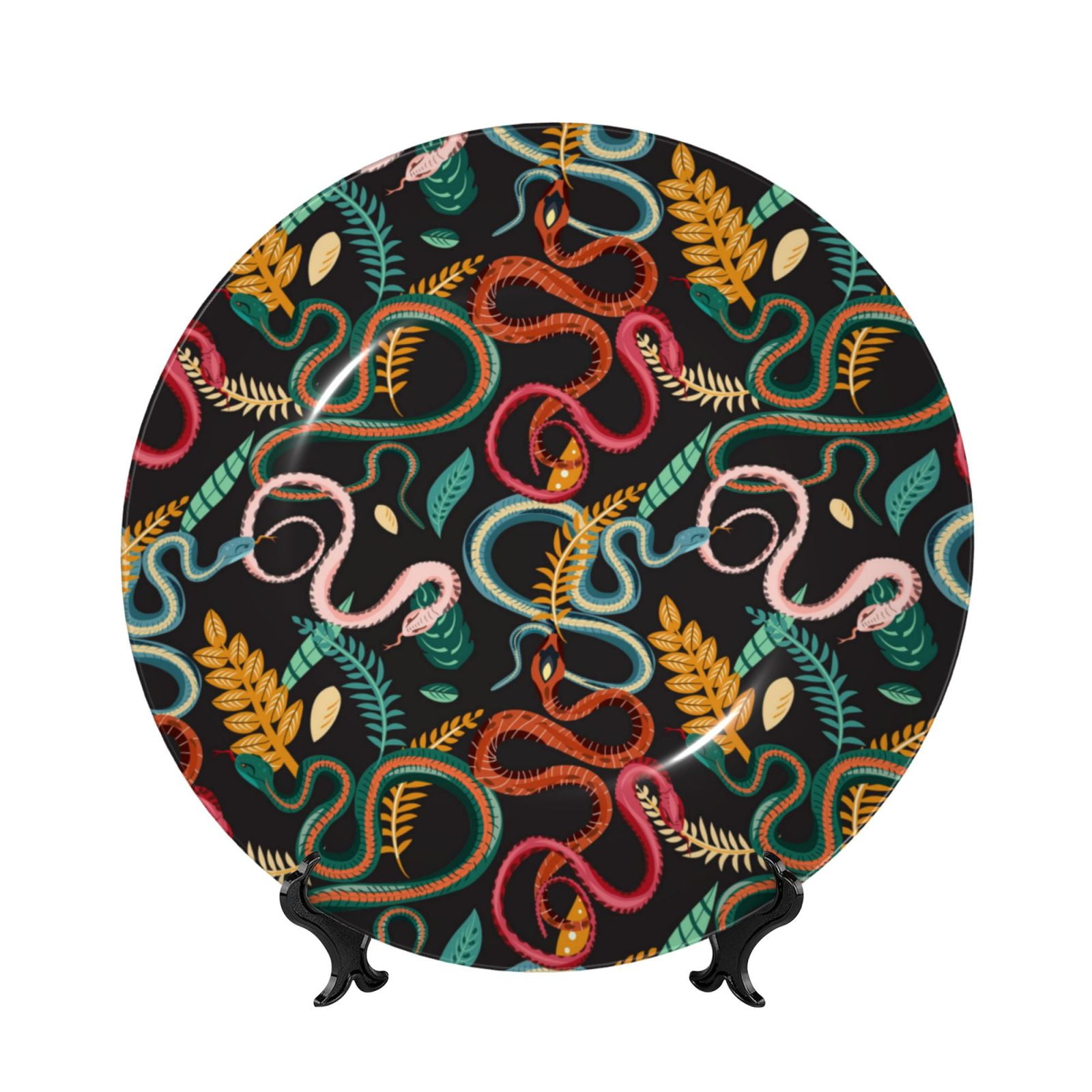 Bingfone Snake And Flower Print Bone China Dinner Decorative Plates ...