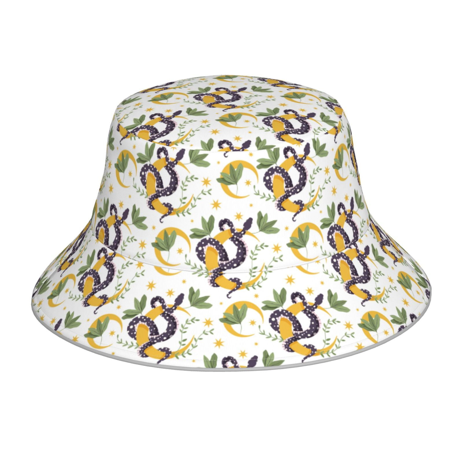 Bingfone Snake And Moon Bucket Hat for Men Women,Packable Reversible Printed Sun Hats,Fisherman ...