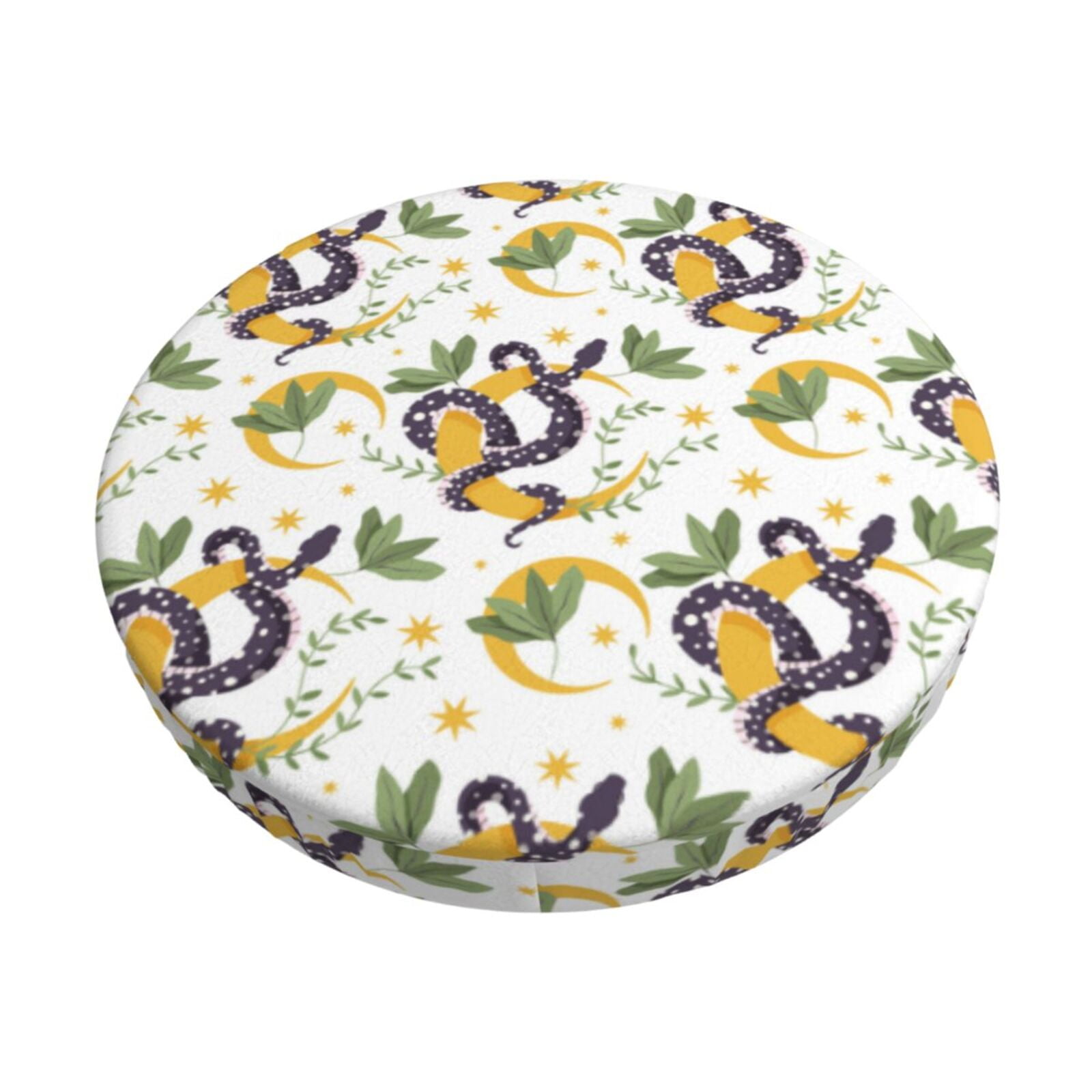 Bingfone Snake And Moon Padded Round Bar Stool Cover Cushion with ...