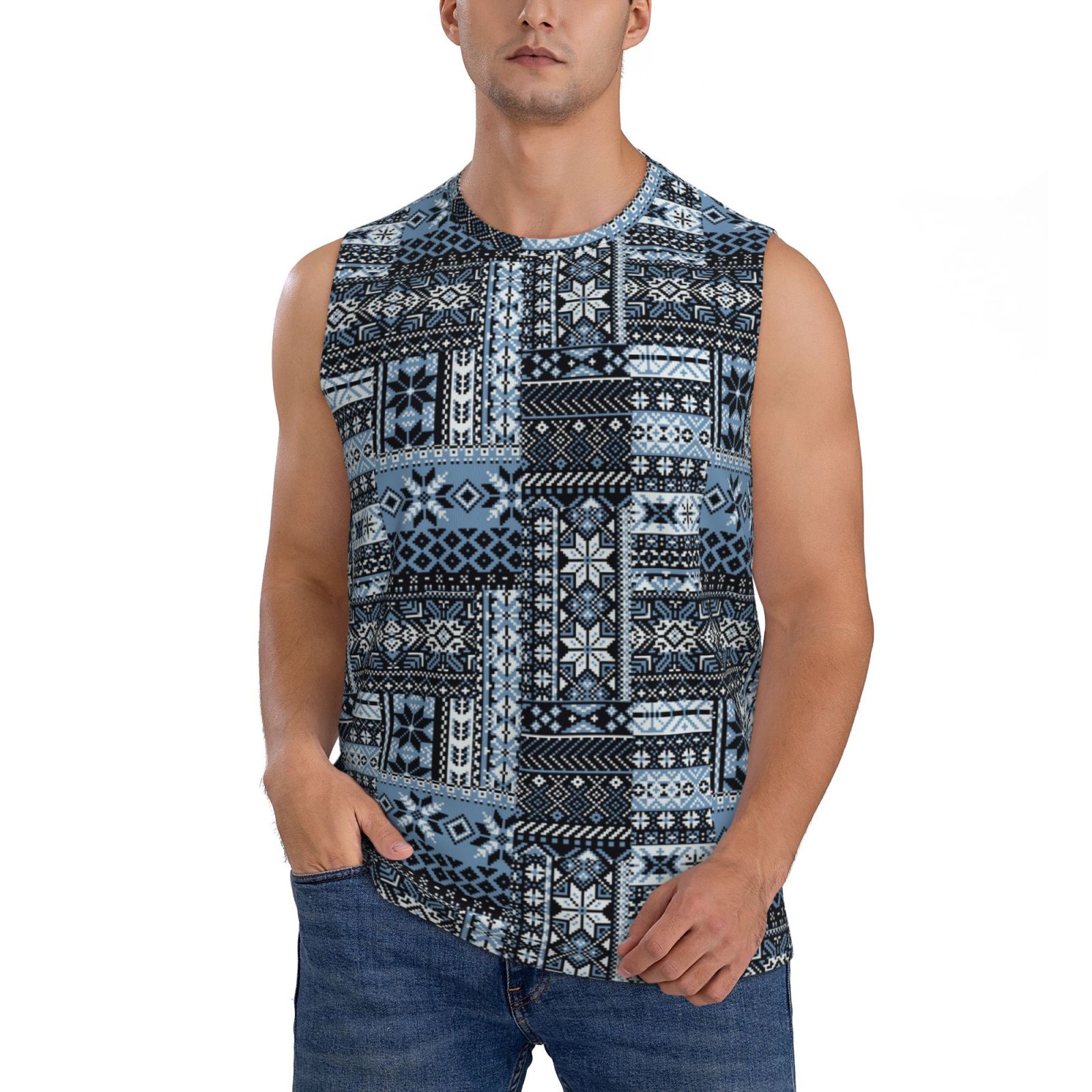 Bingfone Snowflake Vintage Pattern Pattern Men's Tank Tops Workout ...