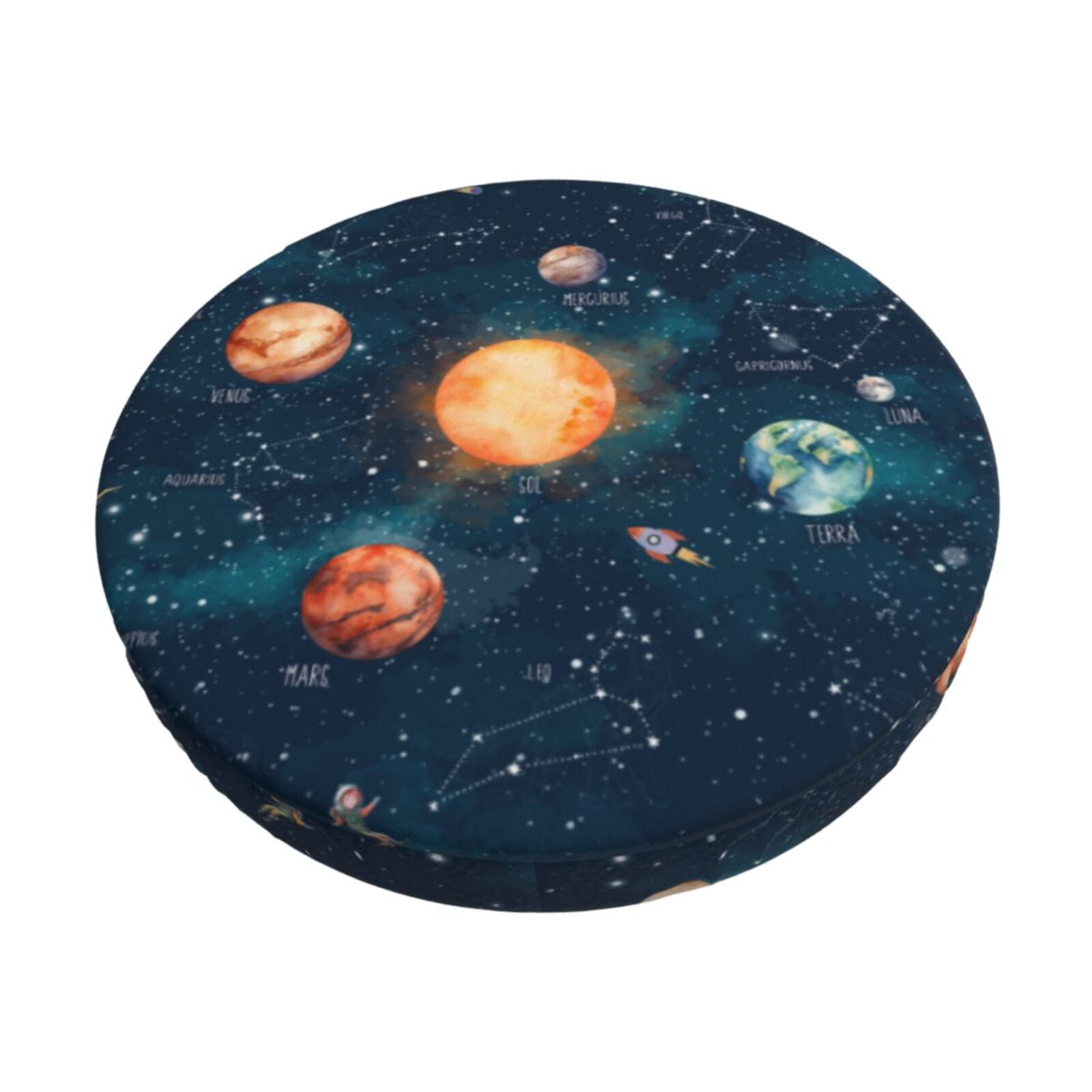 Bingfone Solar System And Planets Padded Round Bar Stool Cover Cushion ...