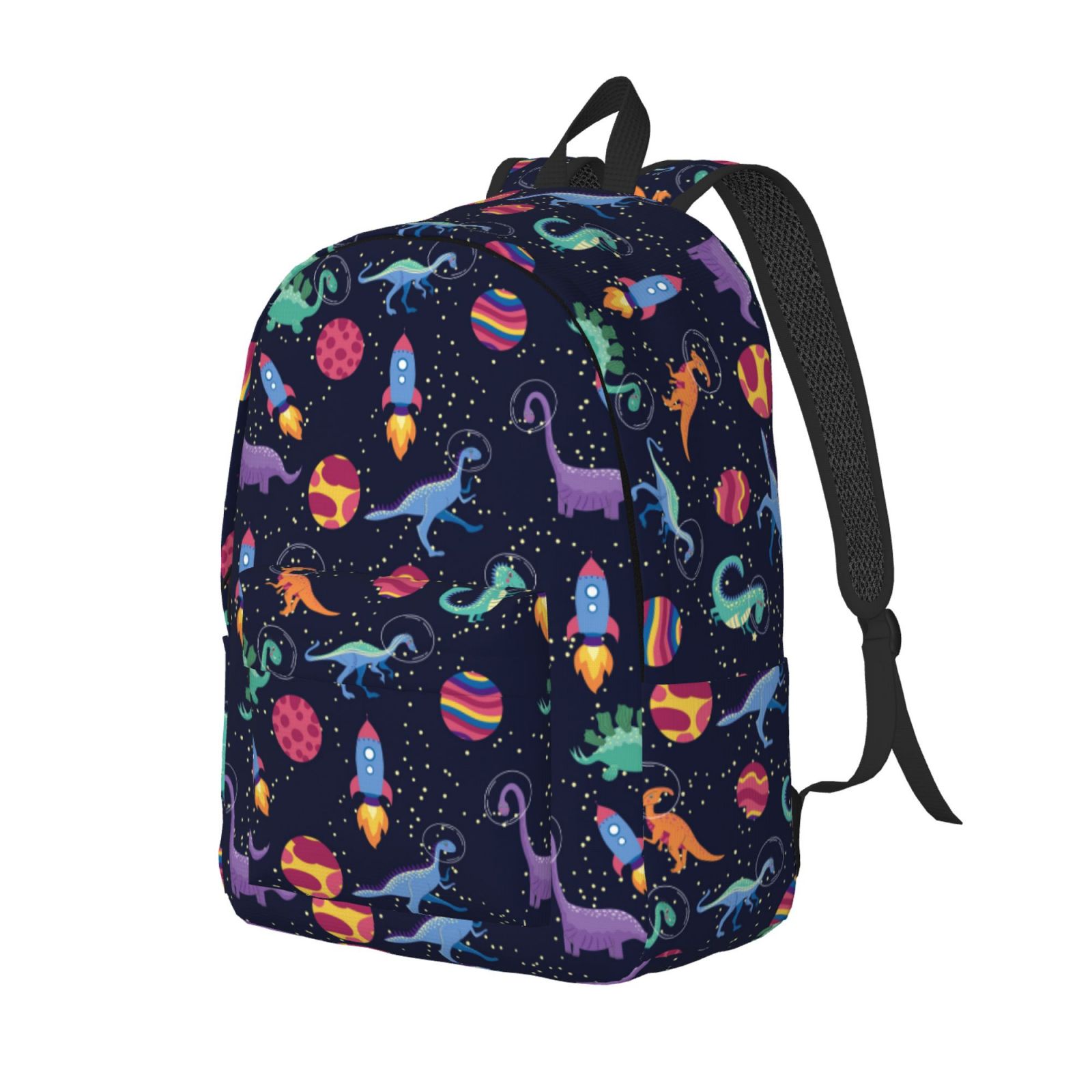 Bingfone Space Dinosaur Print Canvas College Laptop Backpack, Large ...