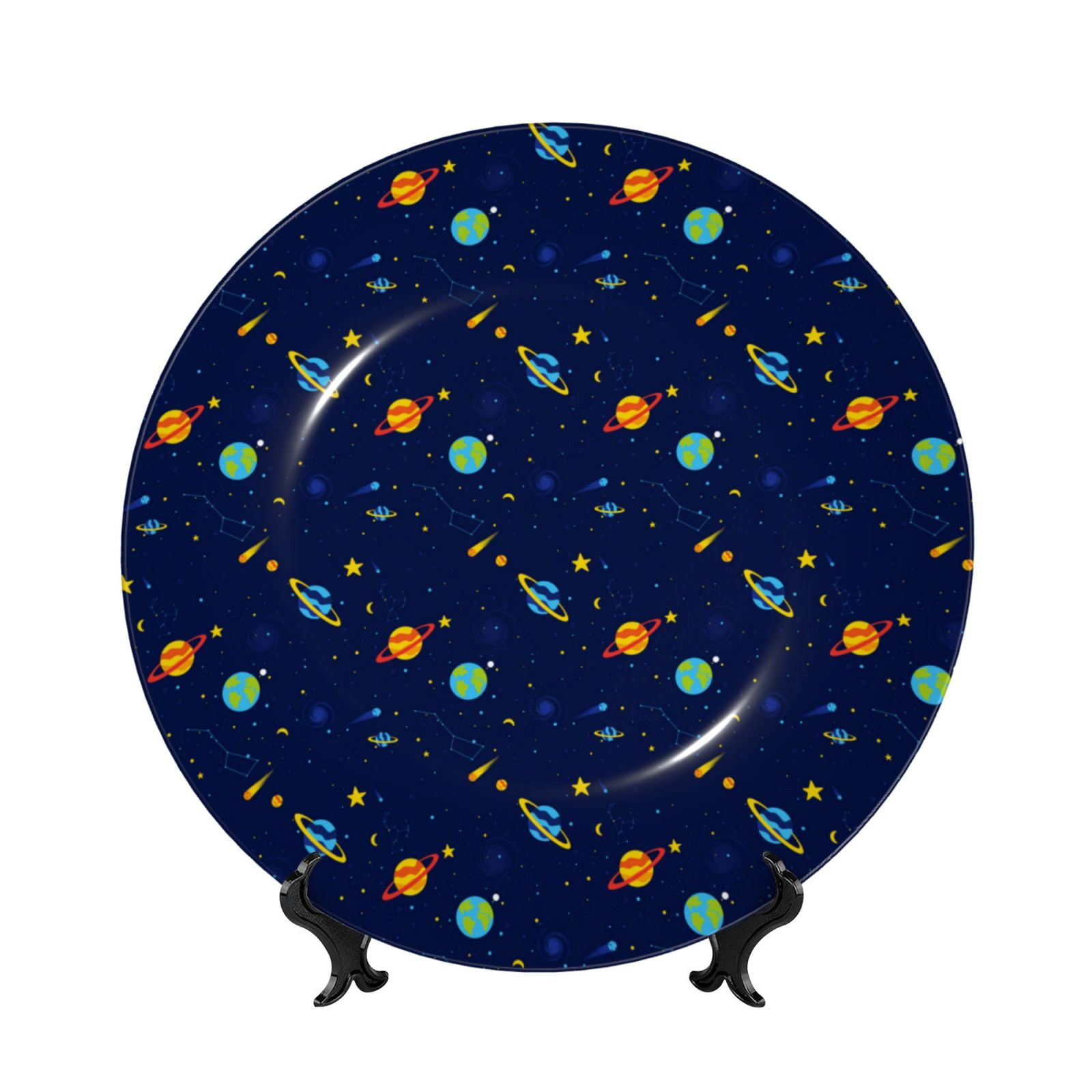Bingfone Space Galaxy Print Bone China Dinner Decorative Plates ...