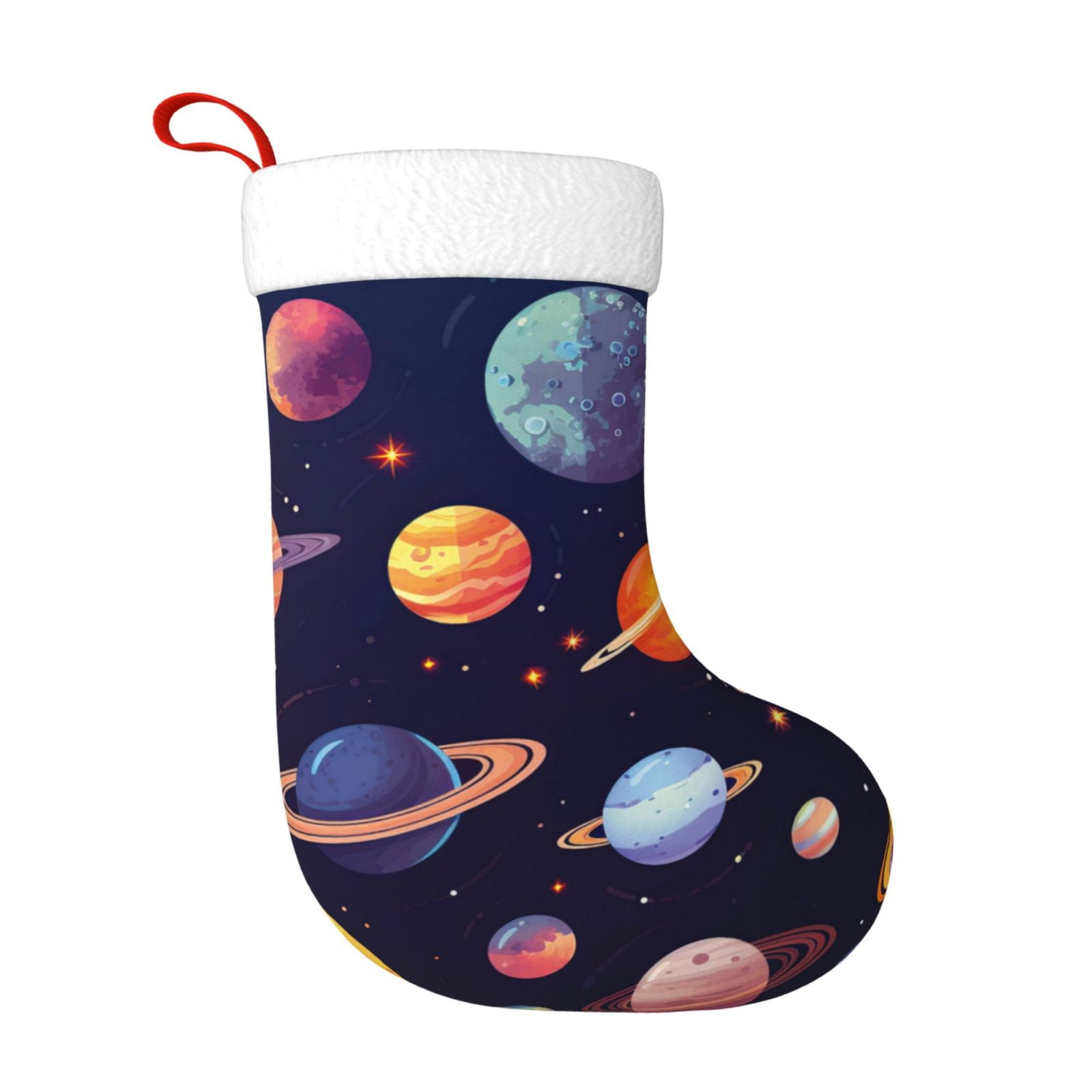 Bingfone Space Planet Print Personalized Christmas Stocking - Snowman ...