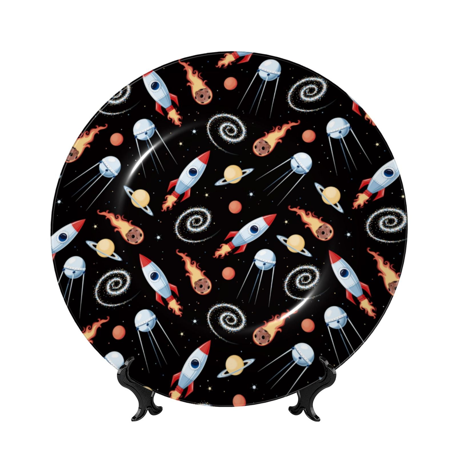Bingfone Space Rocket Print Bone China Dinner Decorative Plates ...