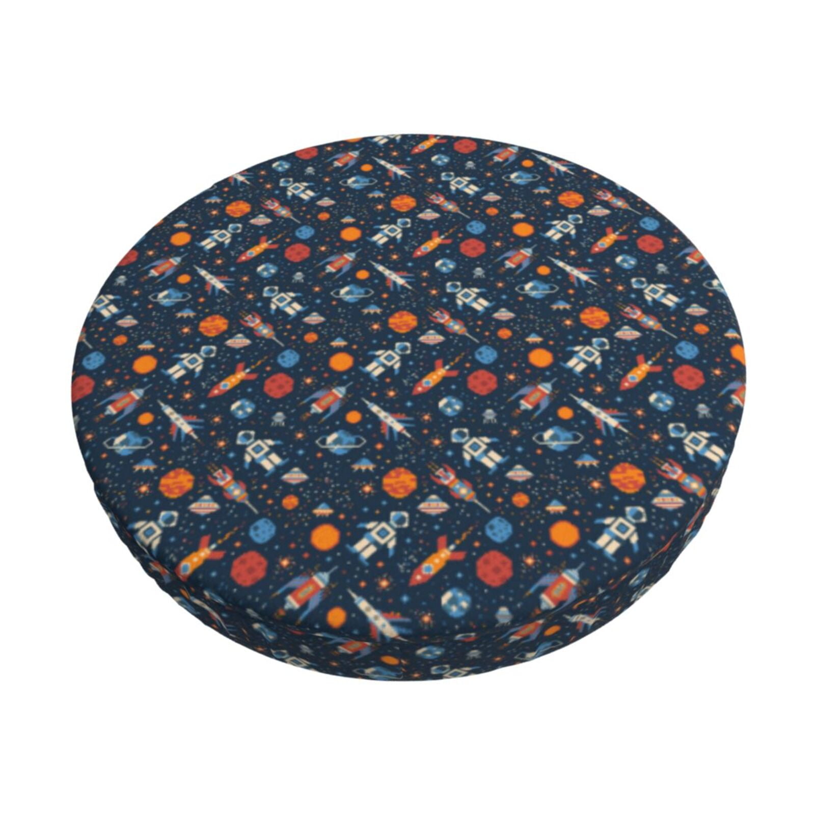 Bingfone Spaceships And Stars In Outer Space Padded Round Bar Stool ...
