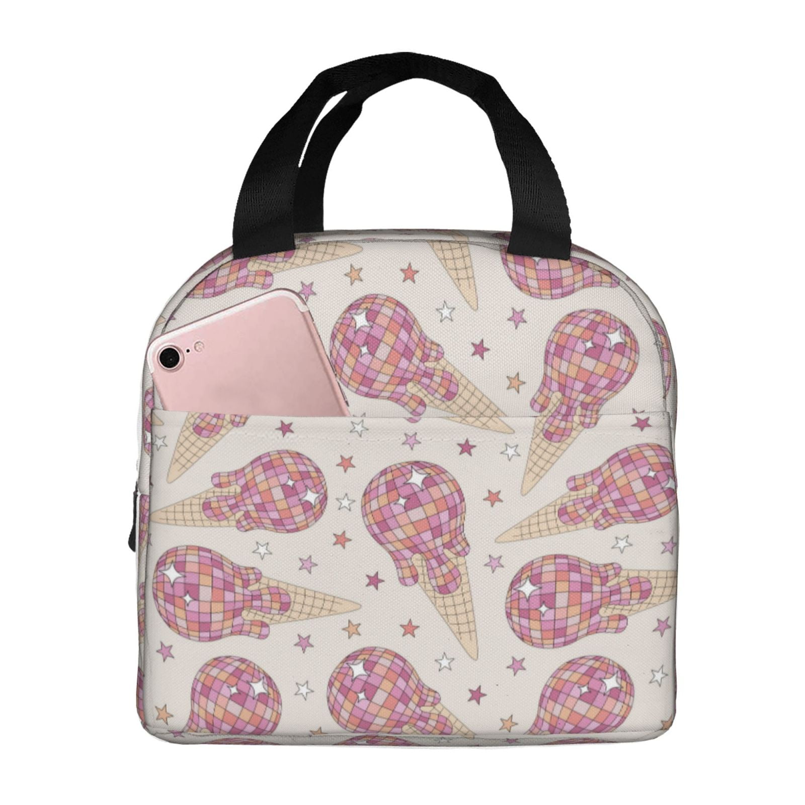 Bingfone Sparkling Ice Cream Print Lunch Bag Insulated Lunch Box, Small ...