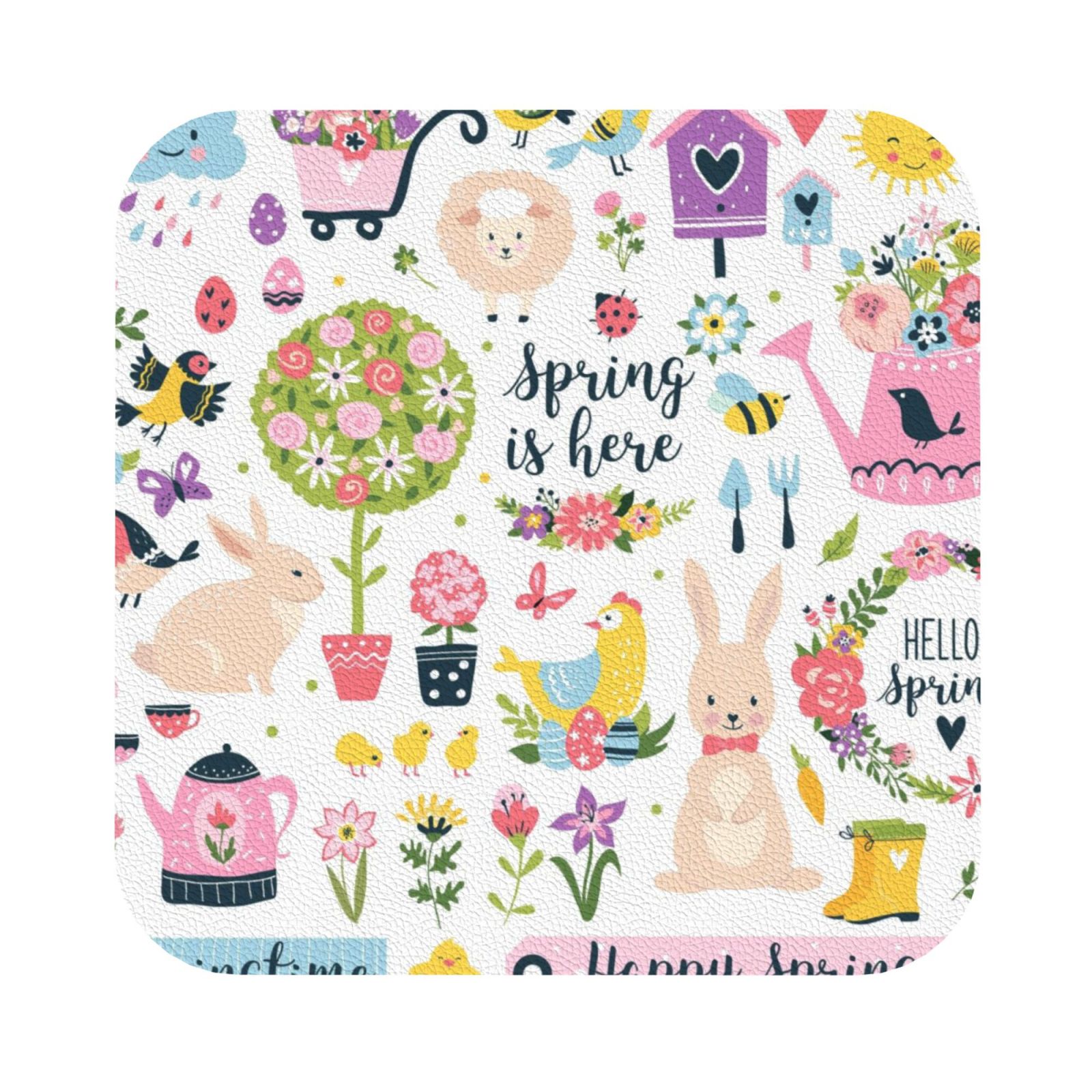 Bingfone Spring Flowers Birds Personalized Coaster Set 4 For Drinks ...