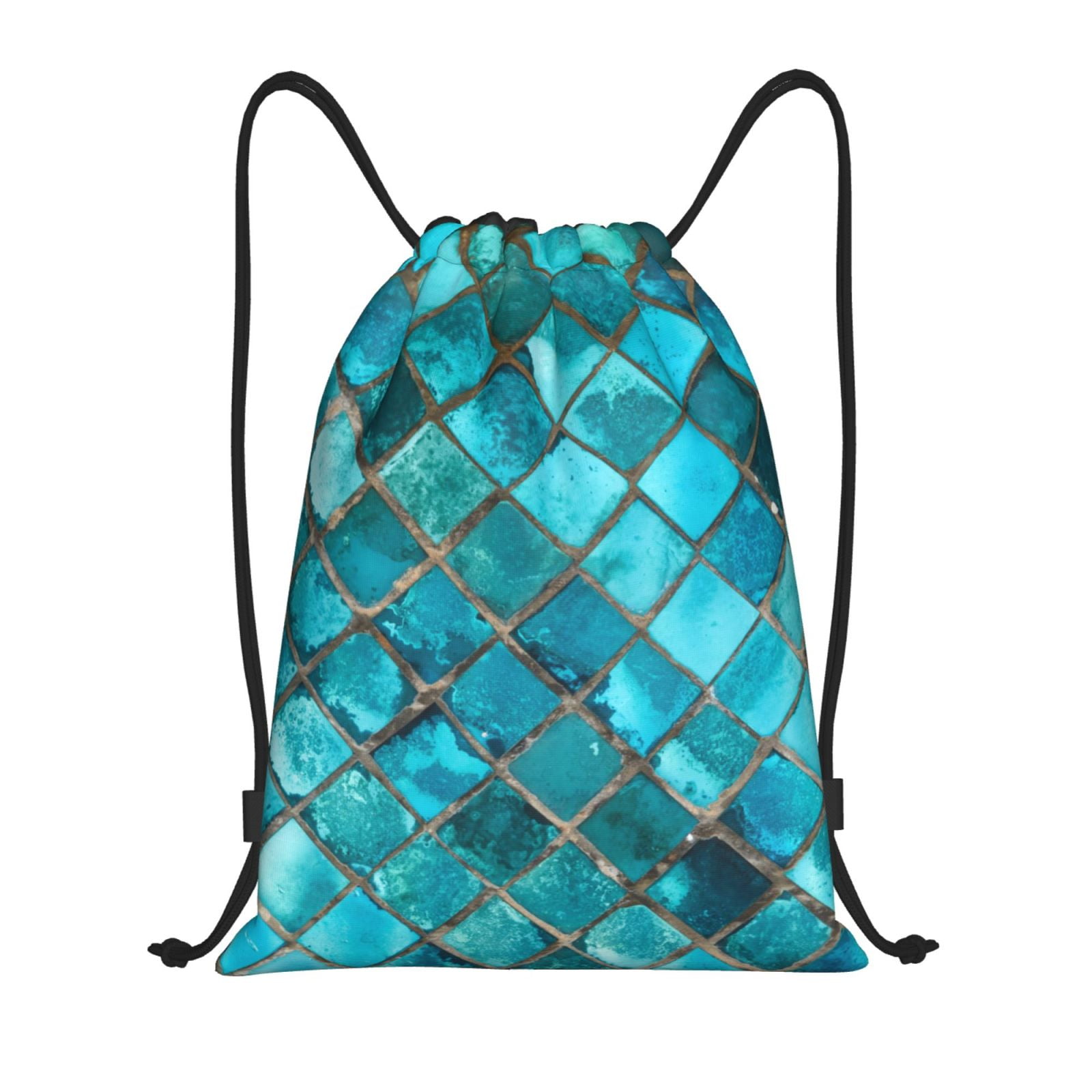 Bingfone Square Glass Mosaic Drawstrings Backpacks Bags for Men Women ...