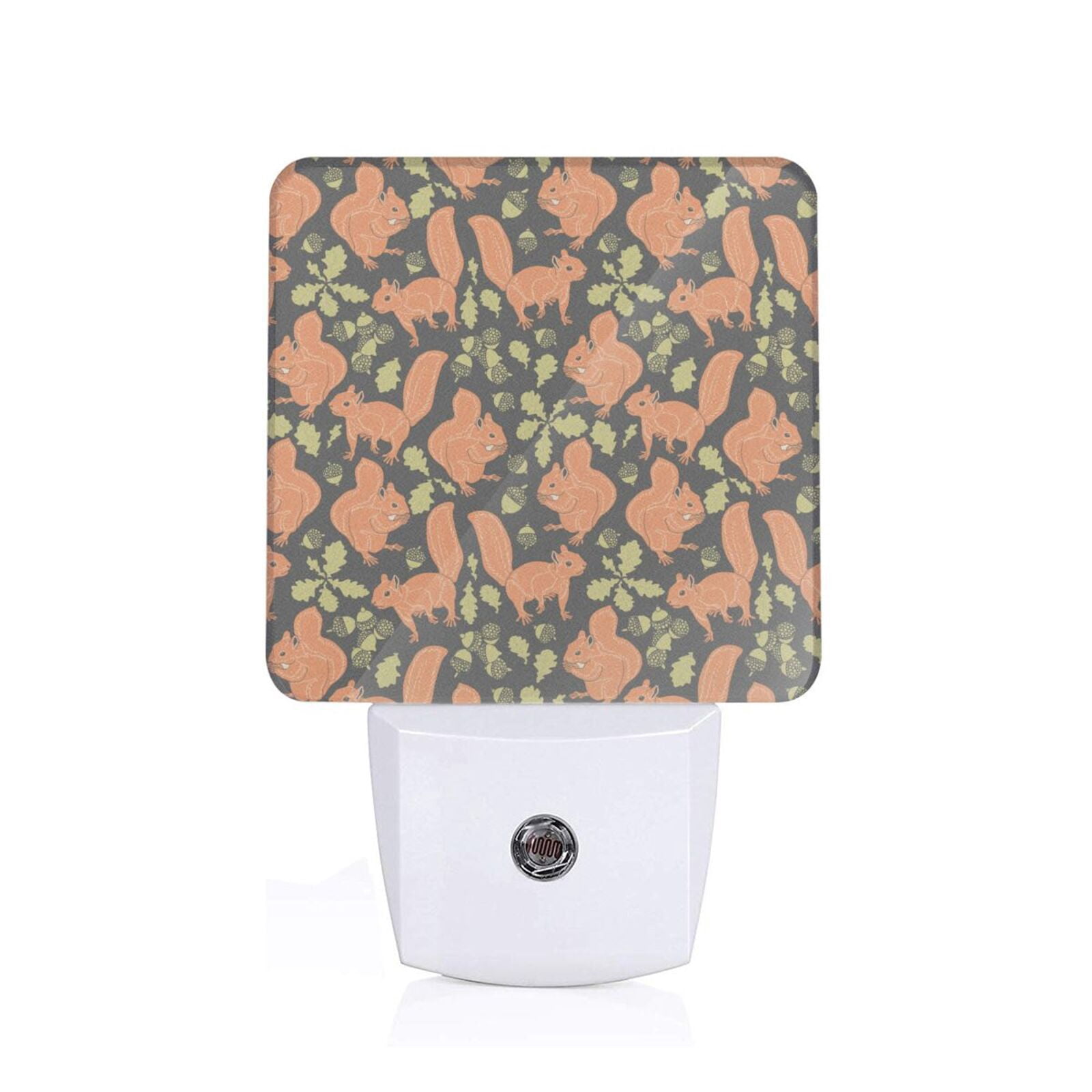 Bingfone Squirrel And Nuts Print Night Lights Plug into Wall,Dusk to ...
